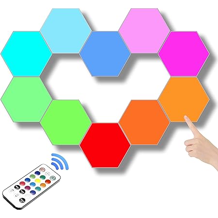 Hexiher Smart Hexagon RGB LED Wall Light Panels APP Control 10 Pack ...
