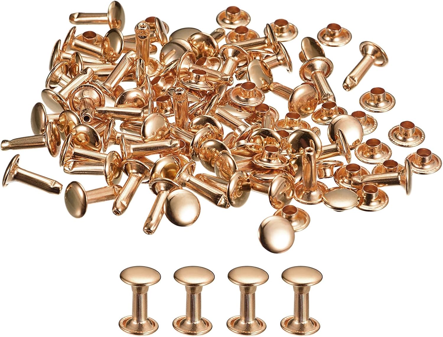 sourcing map 100 Sets Leather Rivets, 8x12mm Double Cap Rivets Metal ...