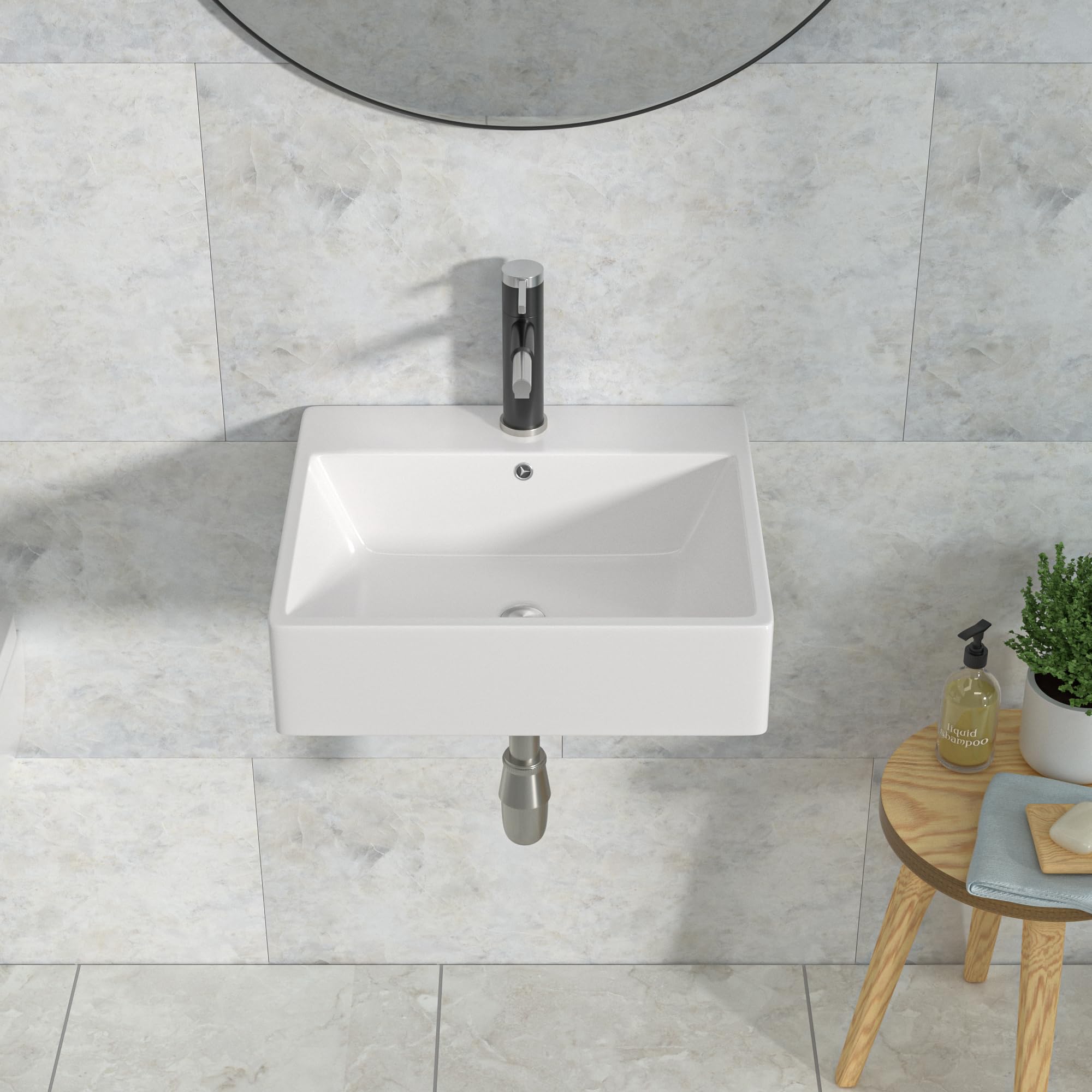 Snapklik.com : Kichae Wall Mount Bathroom Sink - 21" X 16" Rectangle ...