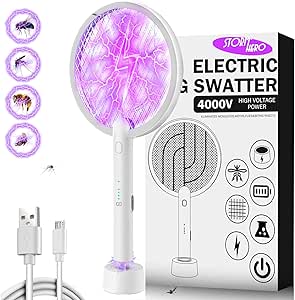 STORMHERO Electric Fly Swatter Zapper, Mosquito Swatter Racket Bug ...