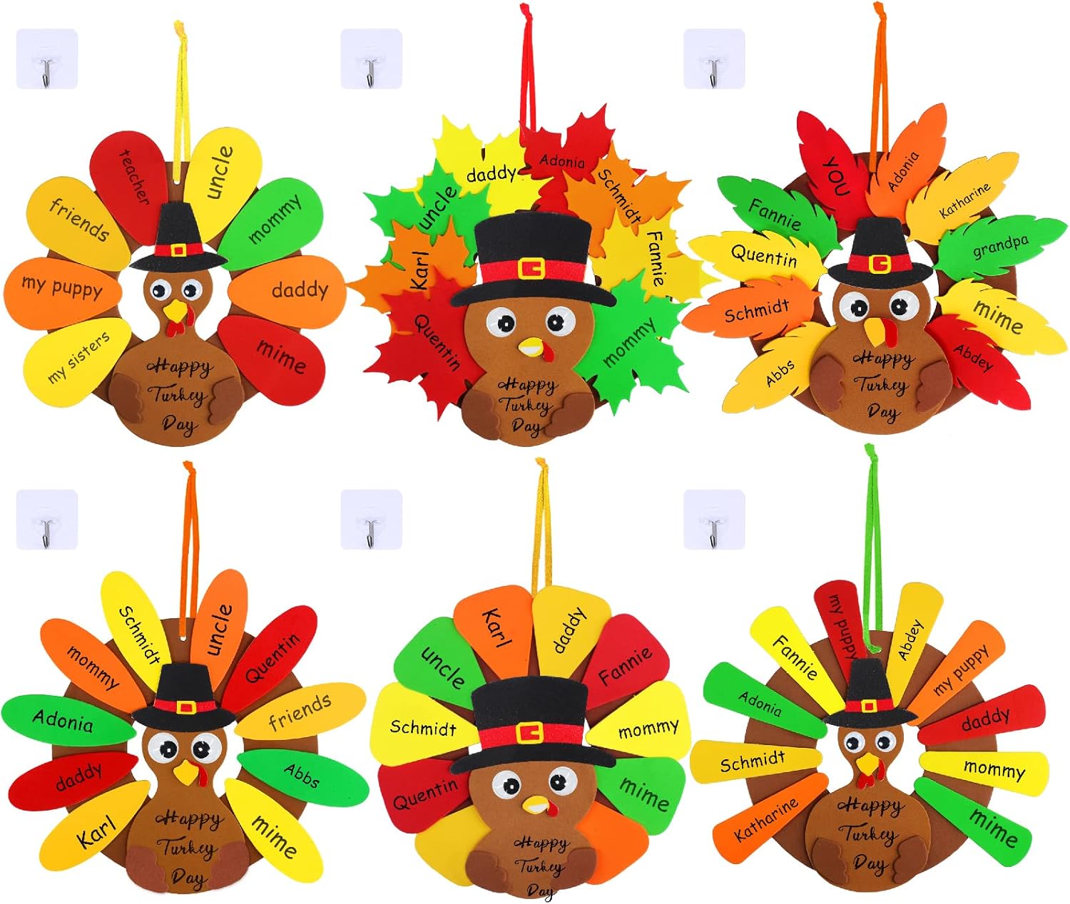 Amazon.com: Winlyn 12 Sets Thanksgiving Wreath Signs Decorations Art ...