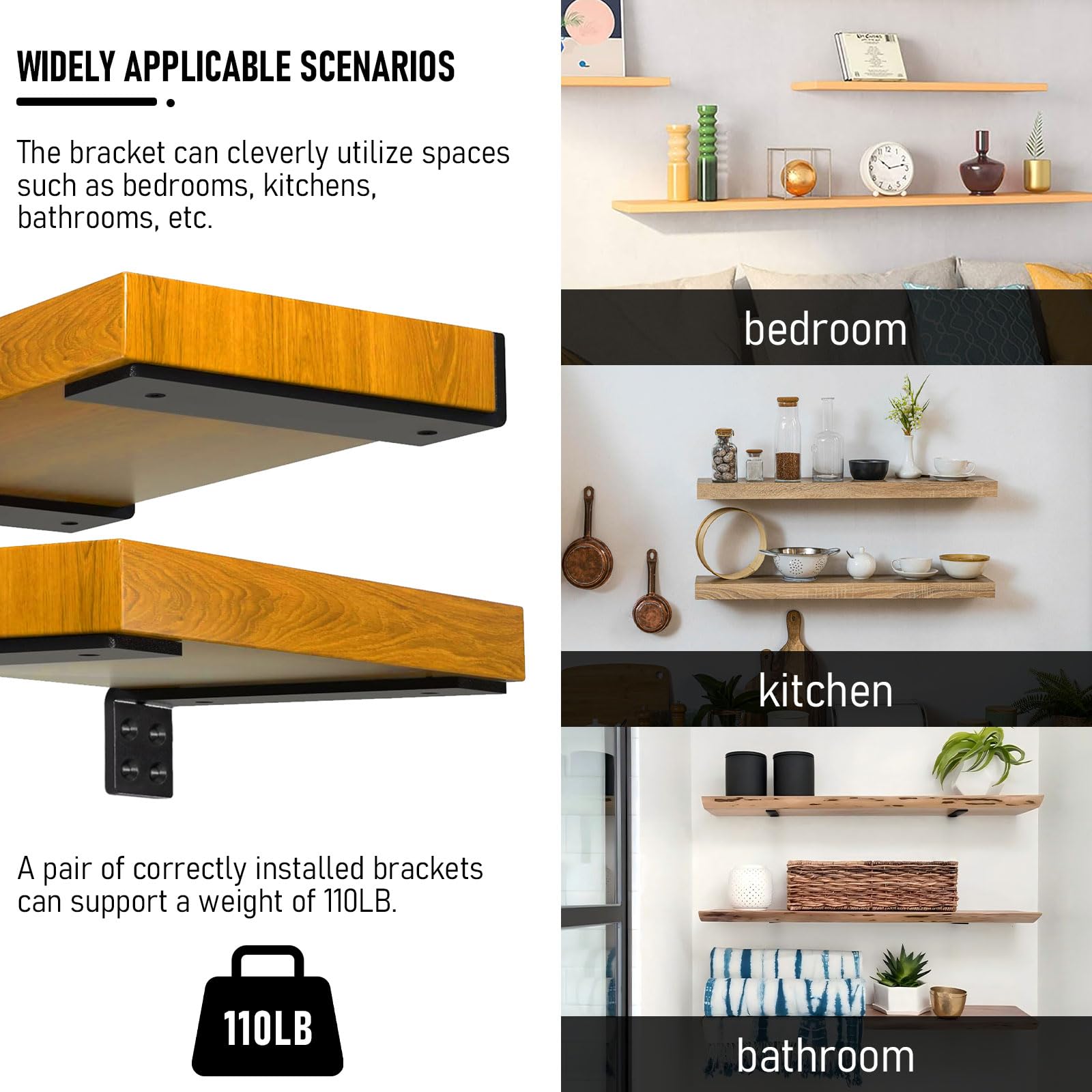 Snapklik.com : Floating Shelf Hardware Heavy Duty Hidden Shelf Brackets ...