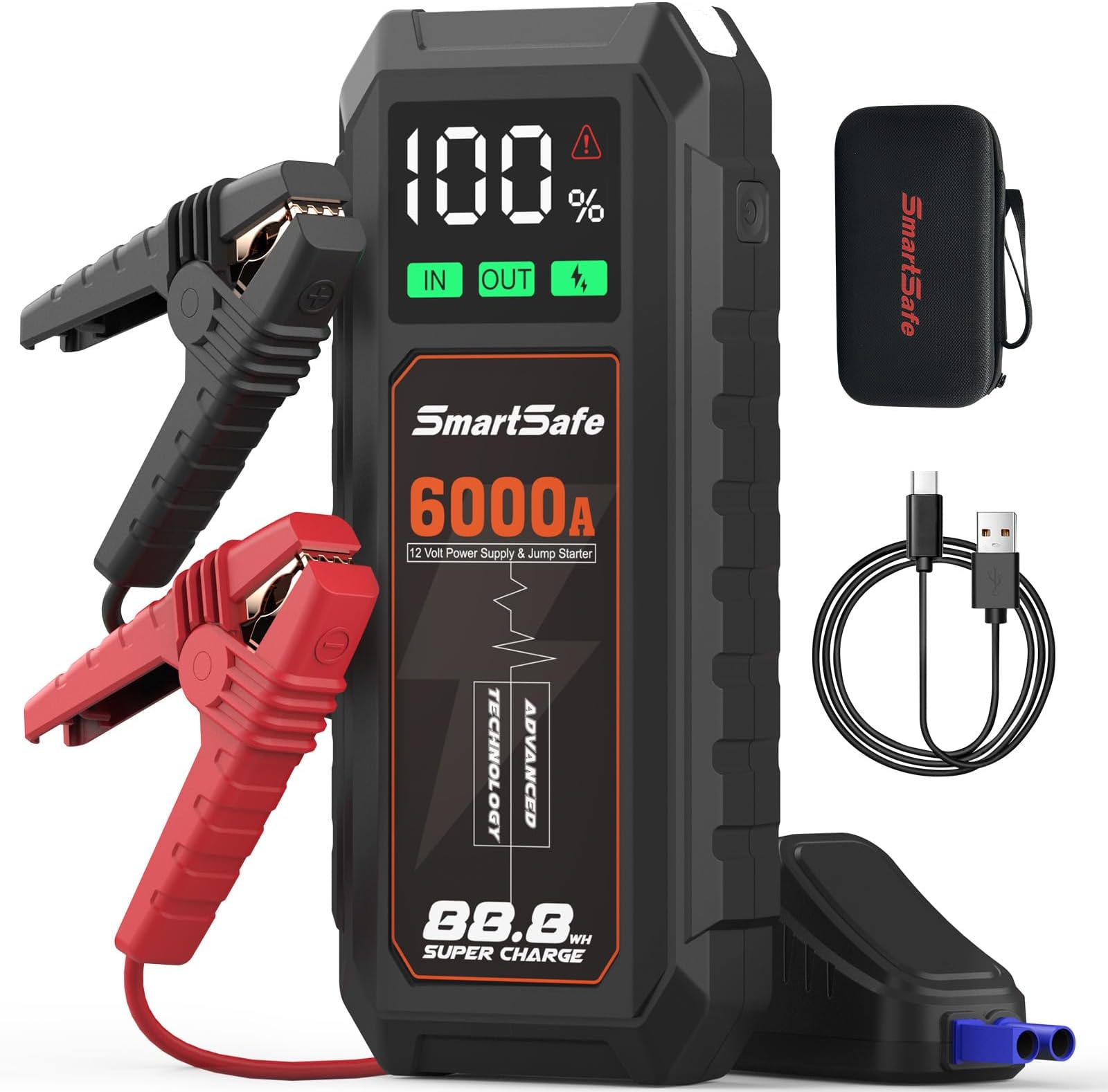 Amazon.com: Jump Starter Portable 6000A 24000mAh Car Battery Jumper ...