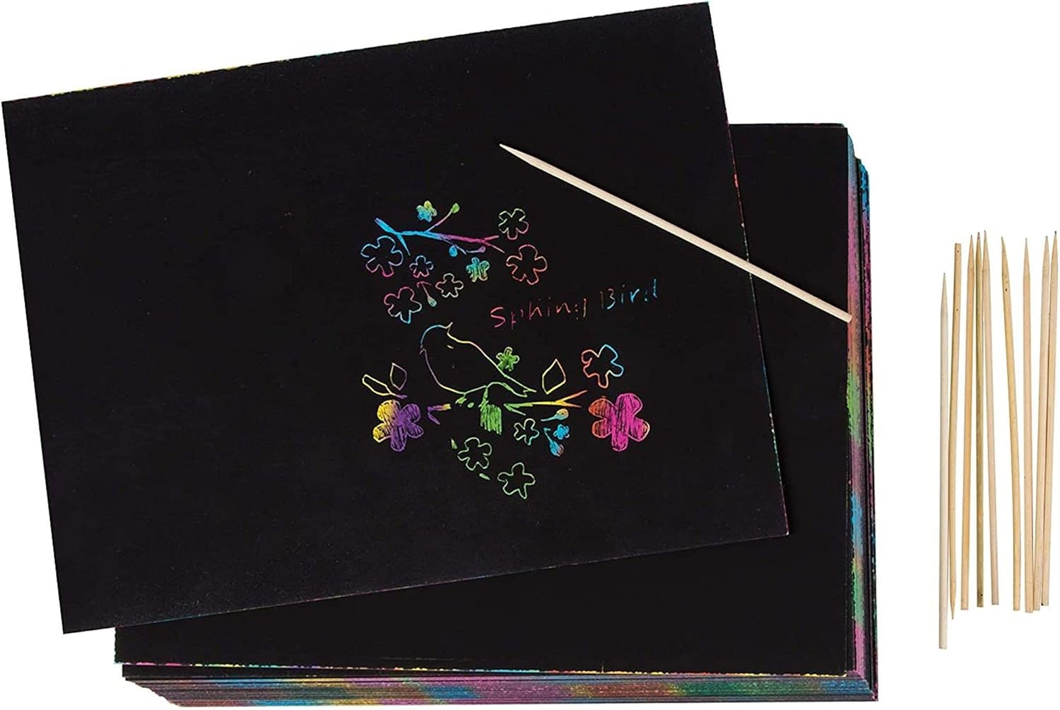 Amazon.com: Juvale 110 Piece Rainbow Scratch Paper with Wooden Stylus ...