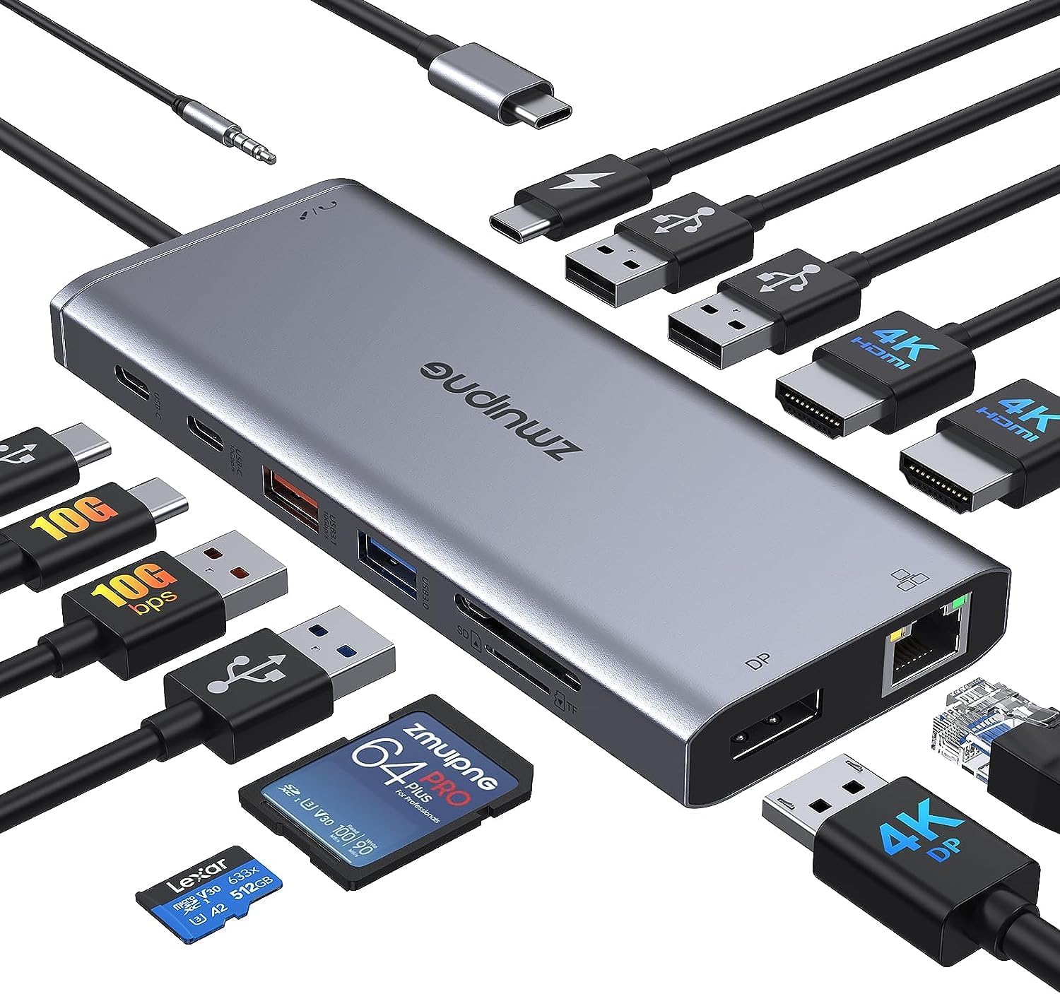 USB C Docking Station Dual Monitor, Laptop Docking Station USB C Hub to ...