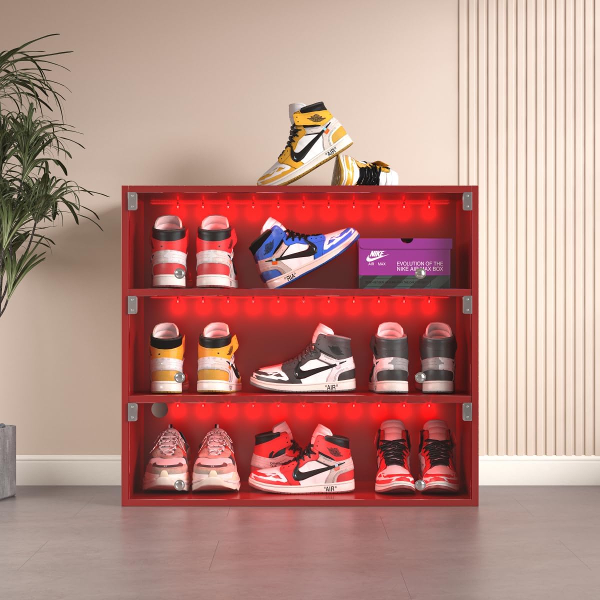 Amazon.com: KRIPOWA red LED light shoe box three layers with glass ...