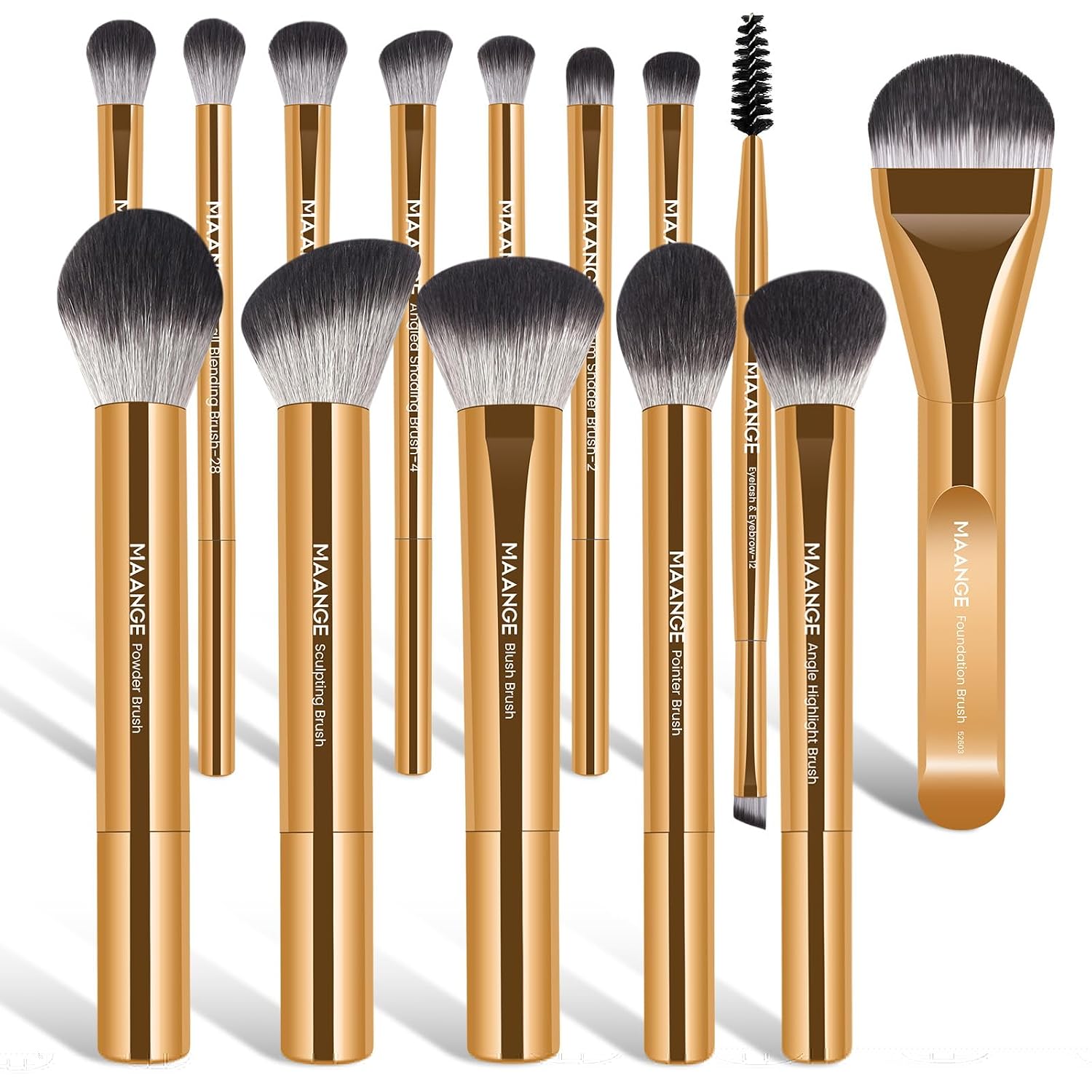 Amazon.com: MAANGE 14-Piece Makeup Brush Set with Aluminum Ferrule ...