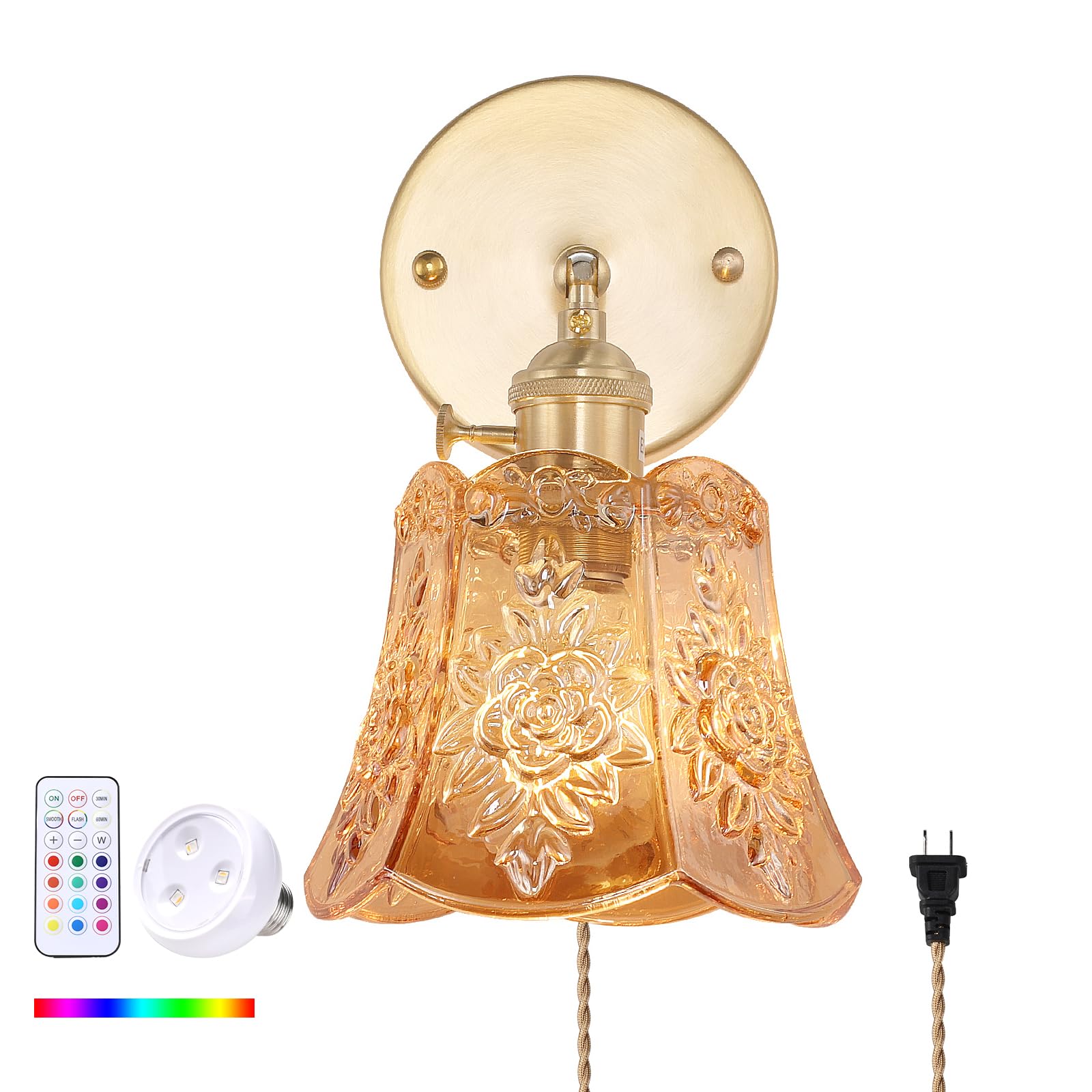 Shenmoyl Vintage Battery Operated Wall Sconce, Wireless Battery Powered ...