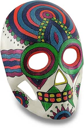 Colorful Sparkling Rainbow Striped DOD Sugar Skull Style Costume Mask ...