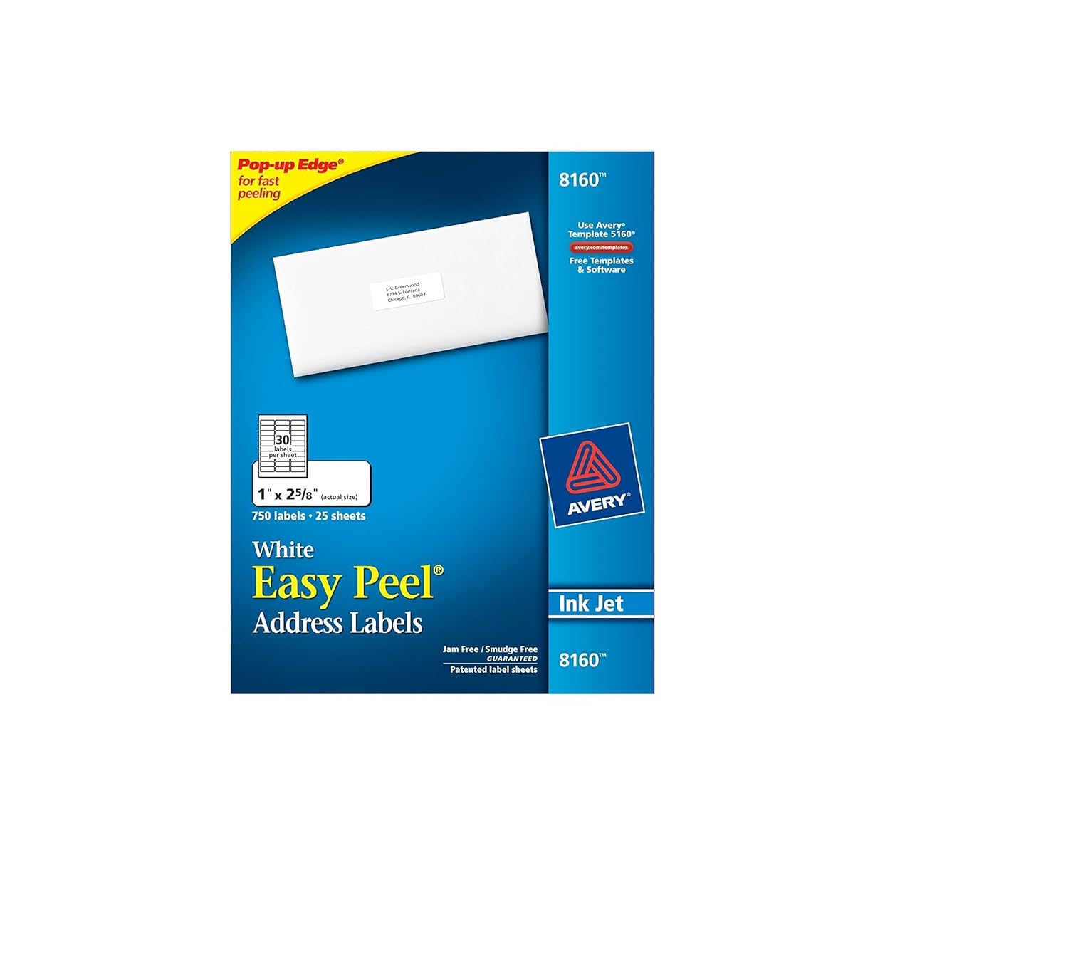 Avery 8160 Inkjet Address Labels - 1 x 2-5/8" - White - 750 ct. pack of ...