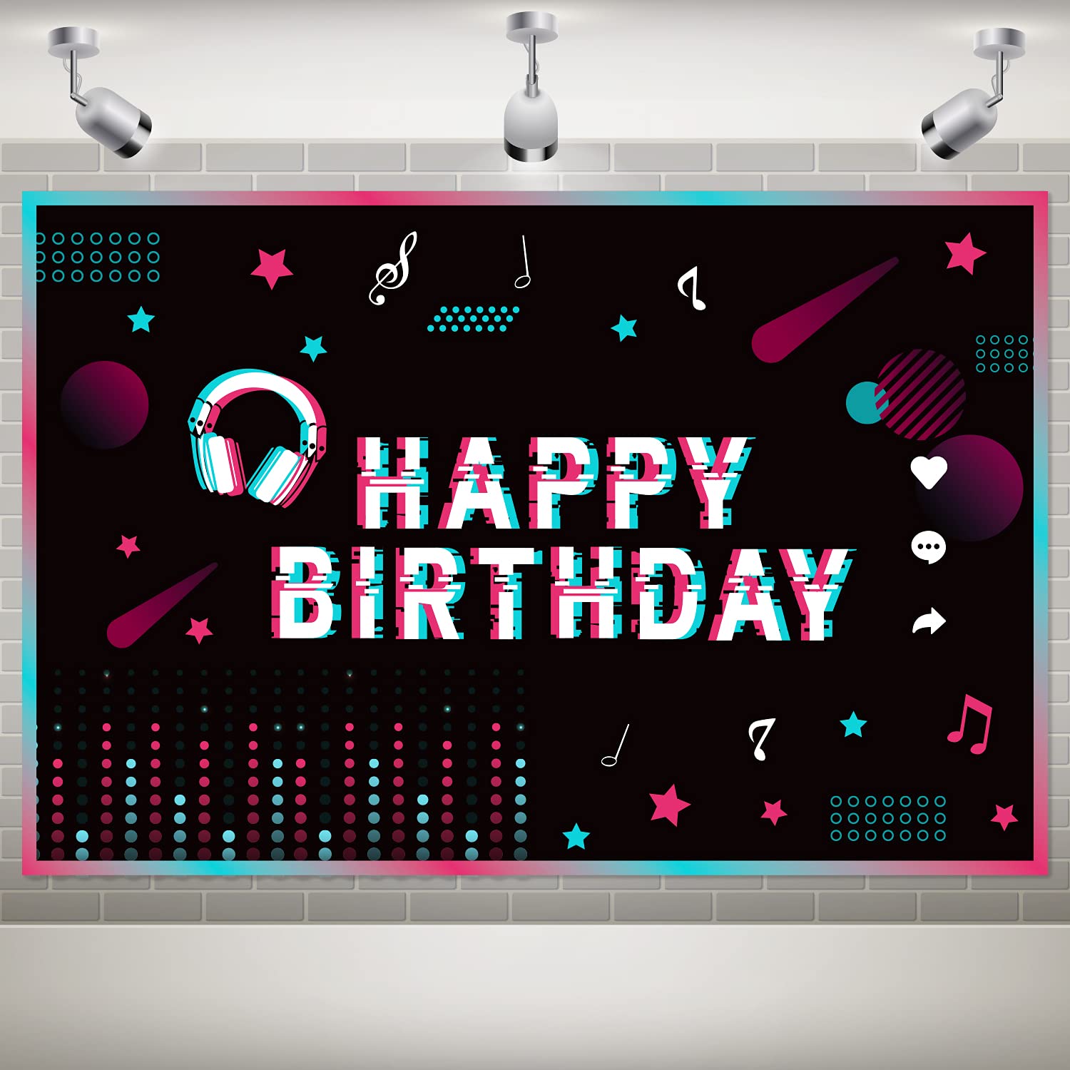 Buy Tic Toc Party Theme Supplies, Happy Birthday Backdrop Social Media ...