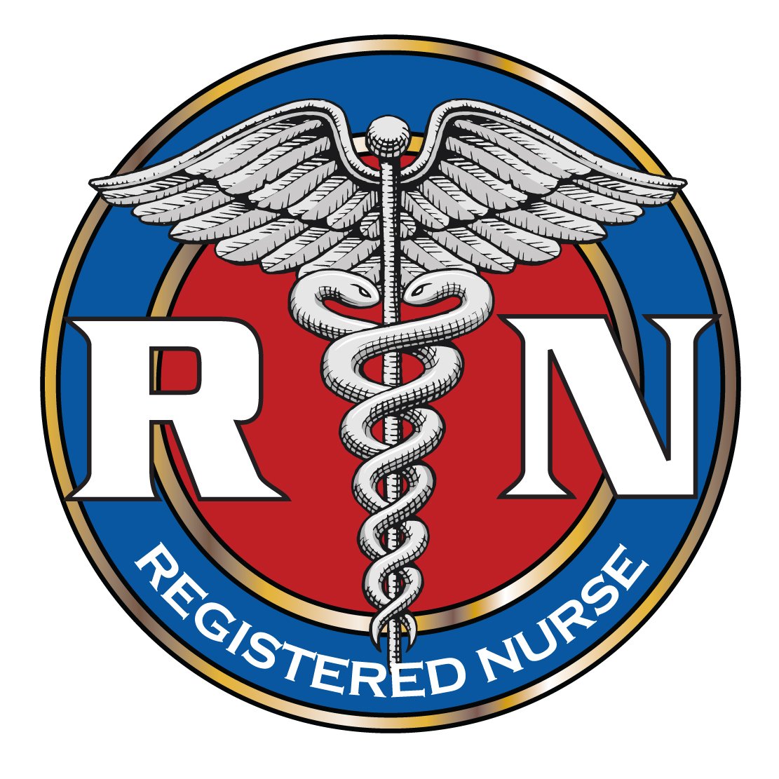 Amazon.com: Registered Nurse Logo Decal - Blue & Red Circles with ...