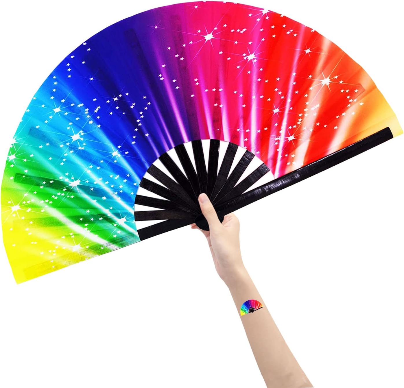 Amazon.com: Amajiji Large Folding Hand Rave Fan Clack Fans for Women ...