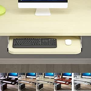 Height-Adjustable Desk Extension with Pull-Out Keyboard Tray Maple ...