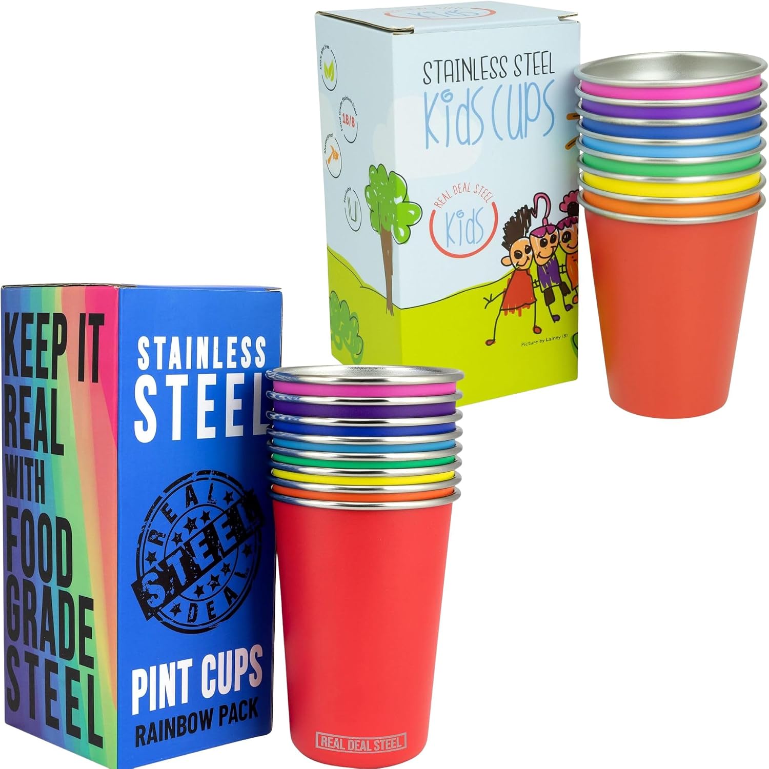 Amazon.com | Stainless Steel 16 oz Pint Cups and 10 oz Kids Cups ...