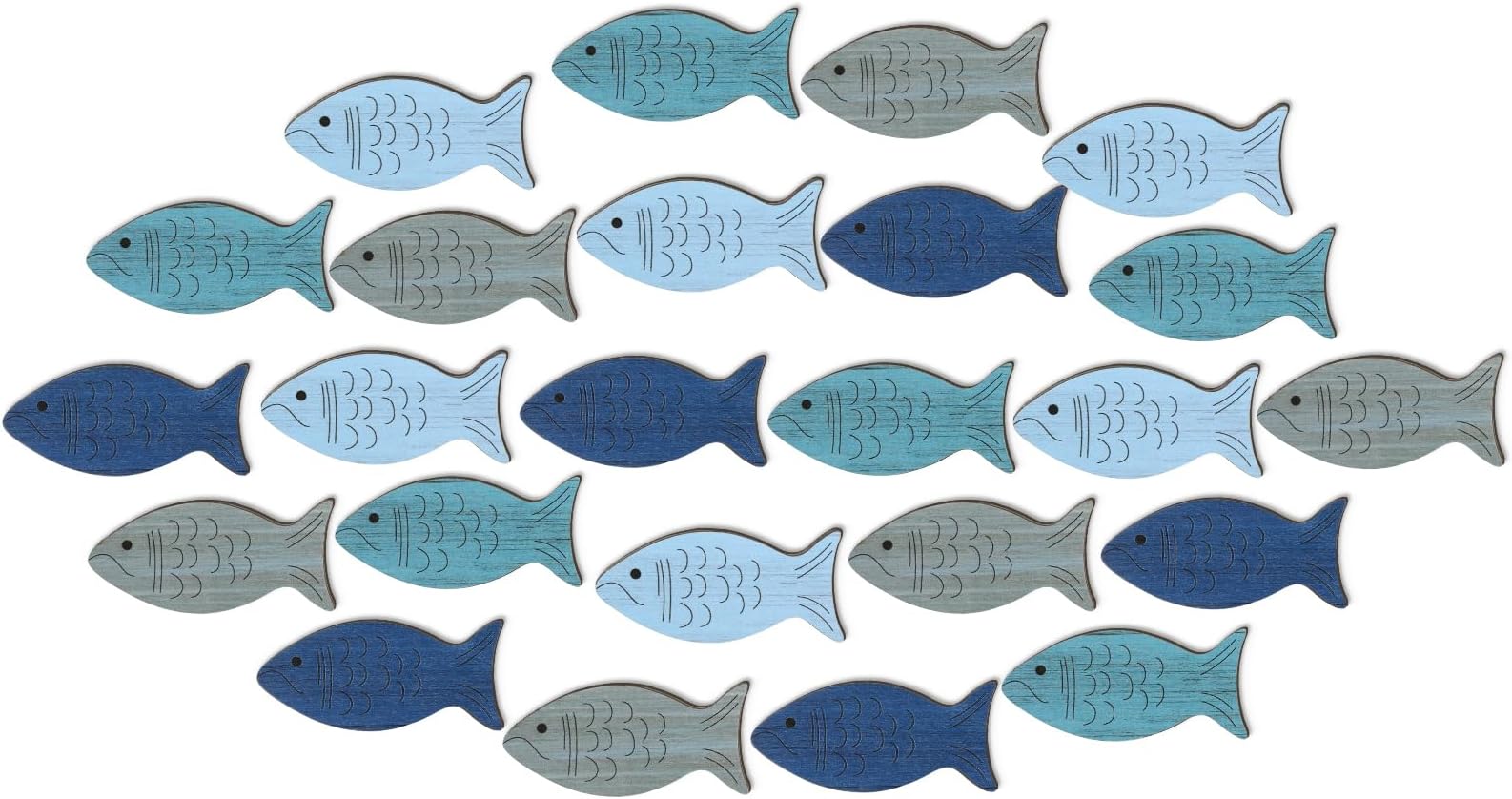 Amazon.com: Yuntau 10 Pcs Fish Wall Decor Wooden School of Fish Wall ...