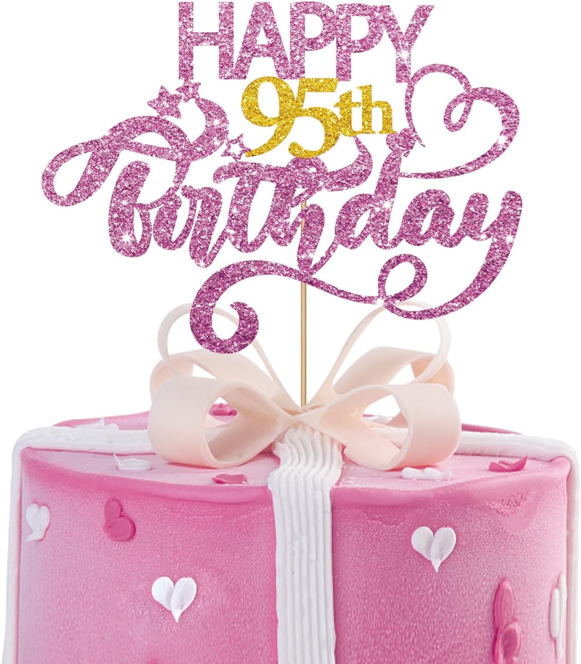 Amazon.com: PinkGlitter Happy 95th Birthday Cake Topper, Ninety Five ...
