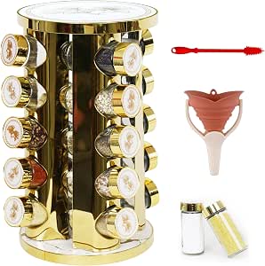 Amazon.com: 360-Rotating kitchen countertop stainless steel spice rack ...