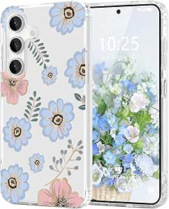 Amazon.com: Pepmune for Samsung Galaxy S24/S25 Case Floral, Cute Clear Flower Cover for Women ...