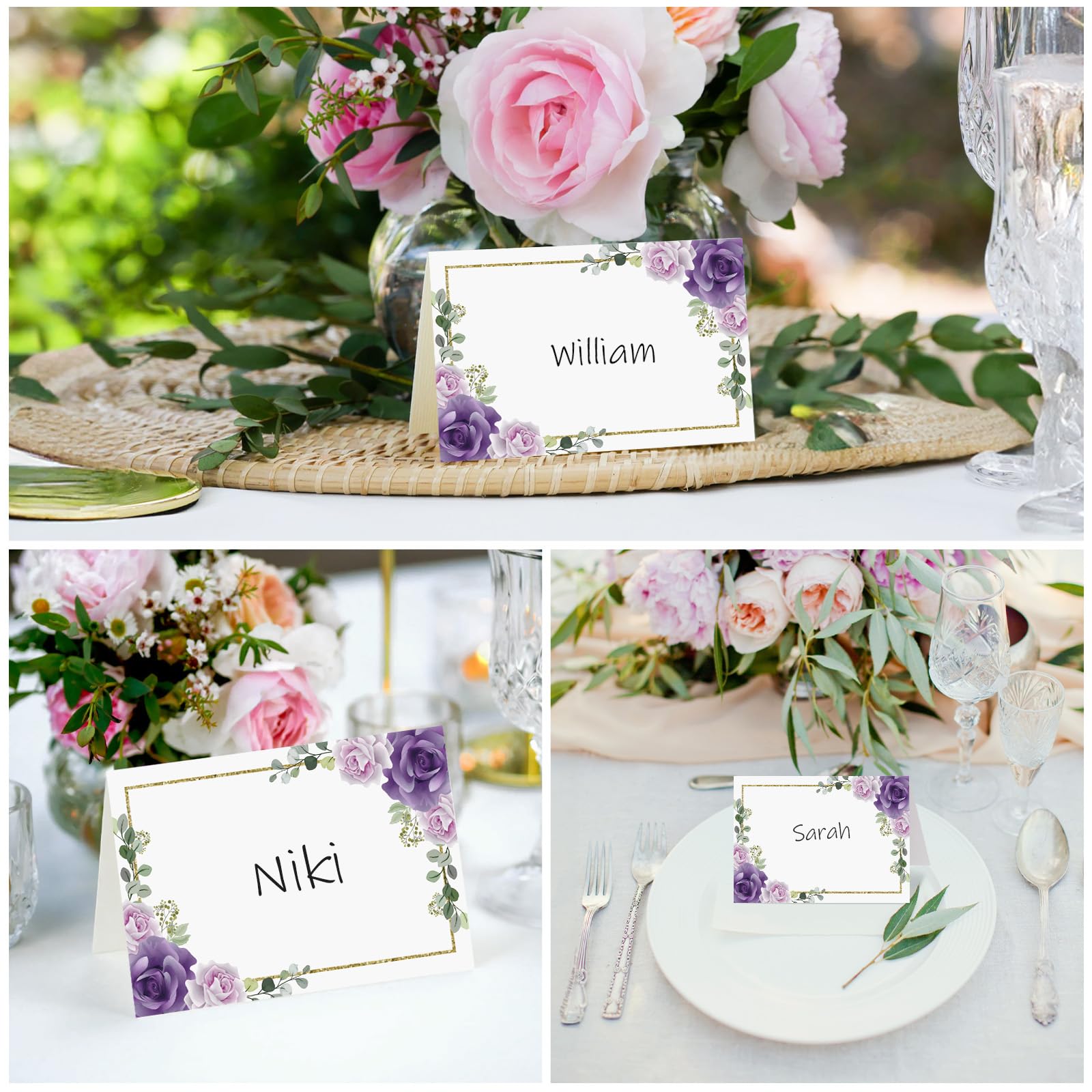 Plum Wedding Reception Name Cards Name Place Cards Half Moon