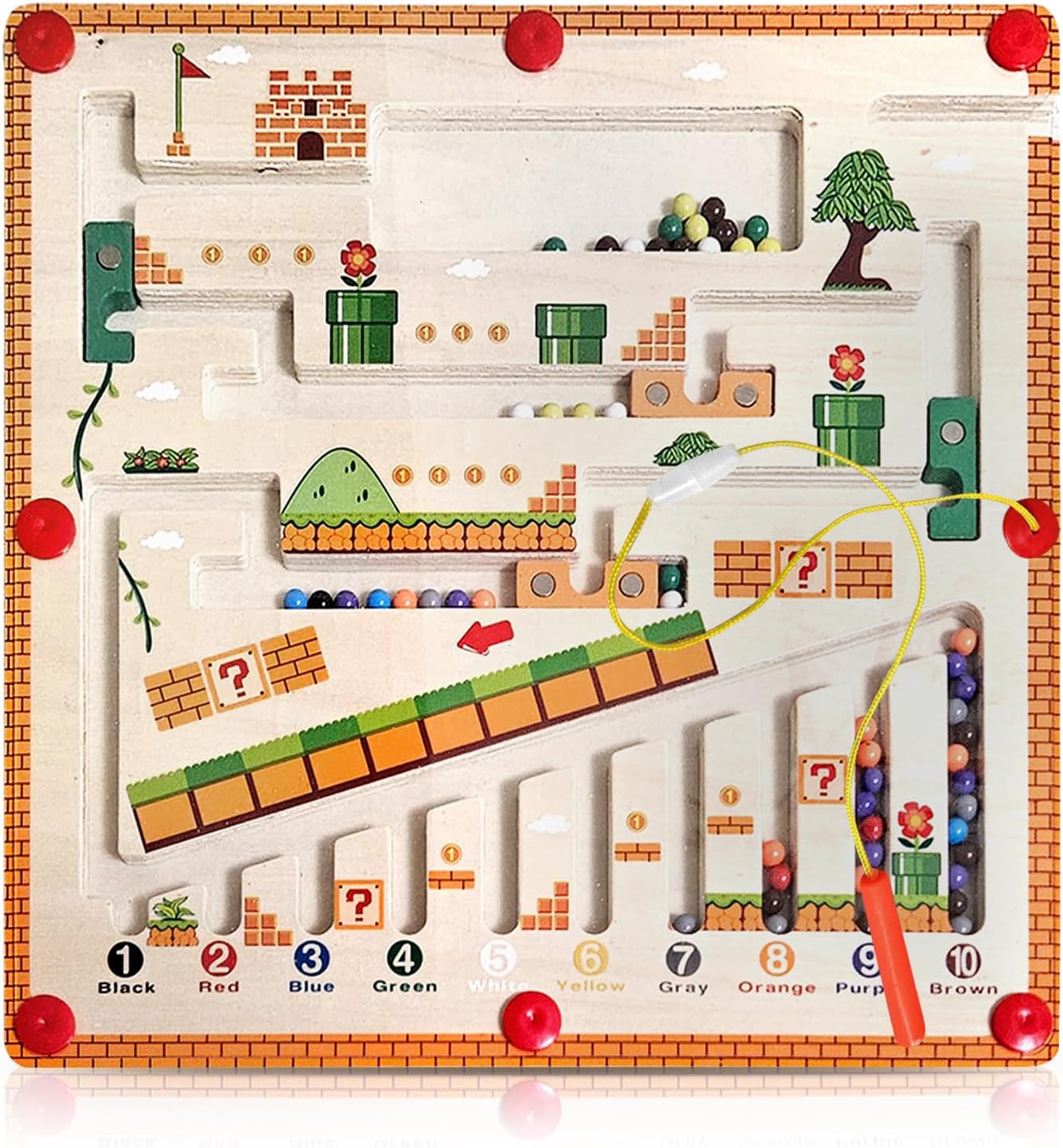Mario Magnetic Color & Number Maze, Toddler Montessori Toys, Wooden ...