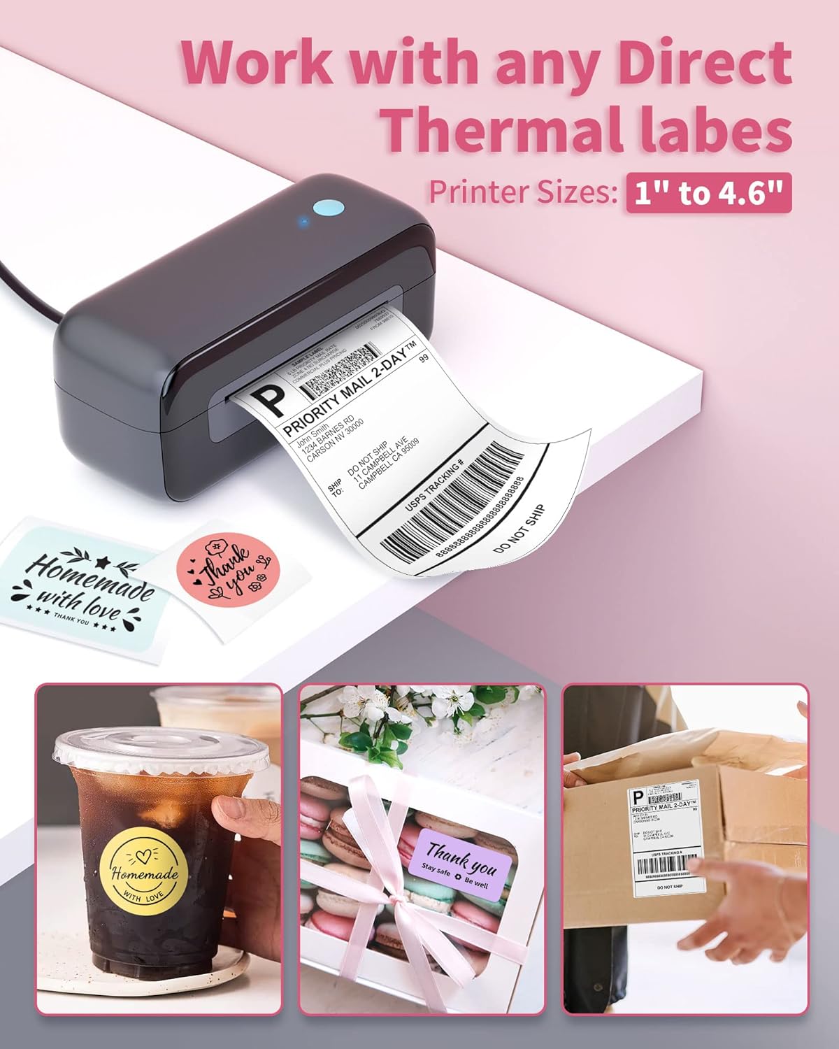 Buy Phomemo Shipping Label Printer, Thermal Printer for Shipping ...