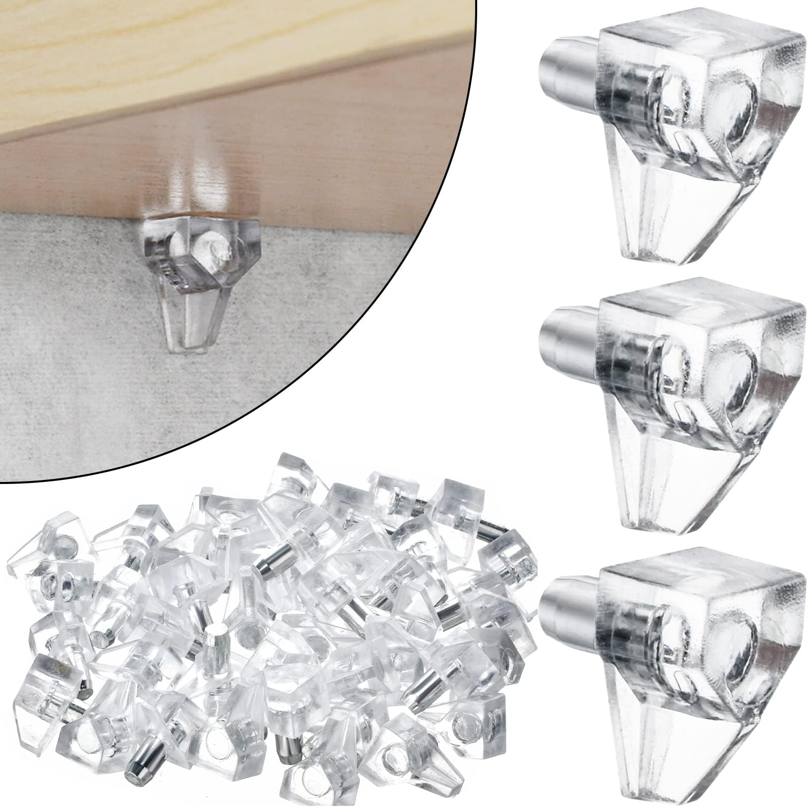 Amazon.com: 20 Pack Rok Hardware 5mm Clear Shelf Support Bracket Steel ...
