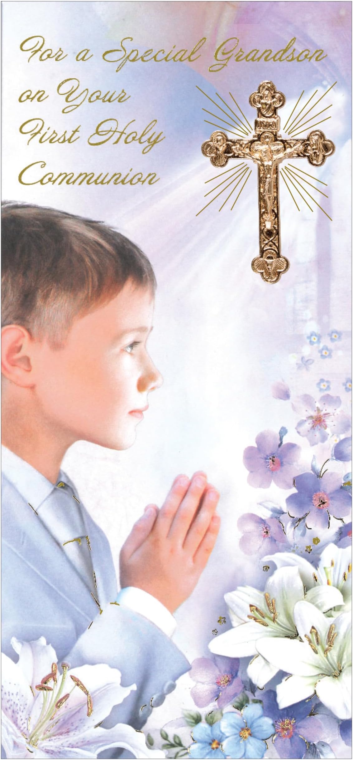 Grandson First Holy Communion Catholic Celebration Card for a Special ...