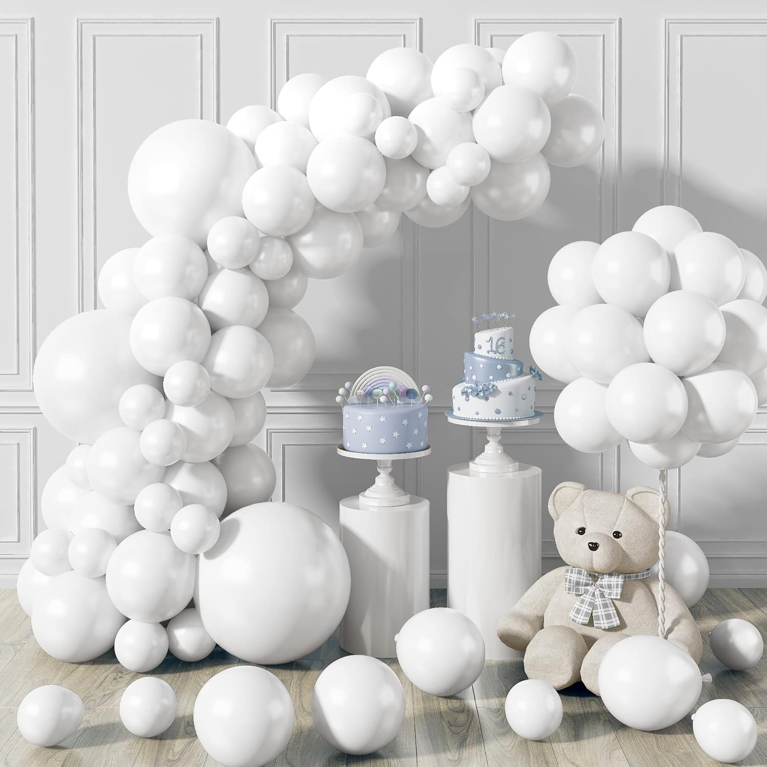 Amazon.com: 120Pcs White Balloon, Latex Balloons with Different Size 18 ...
