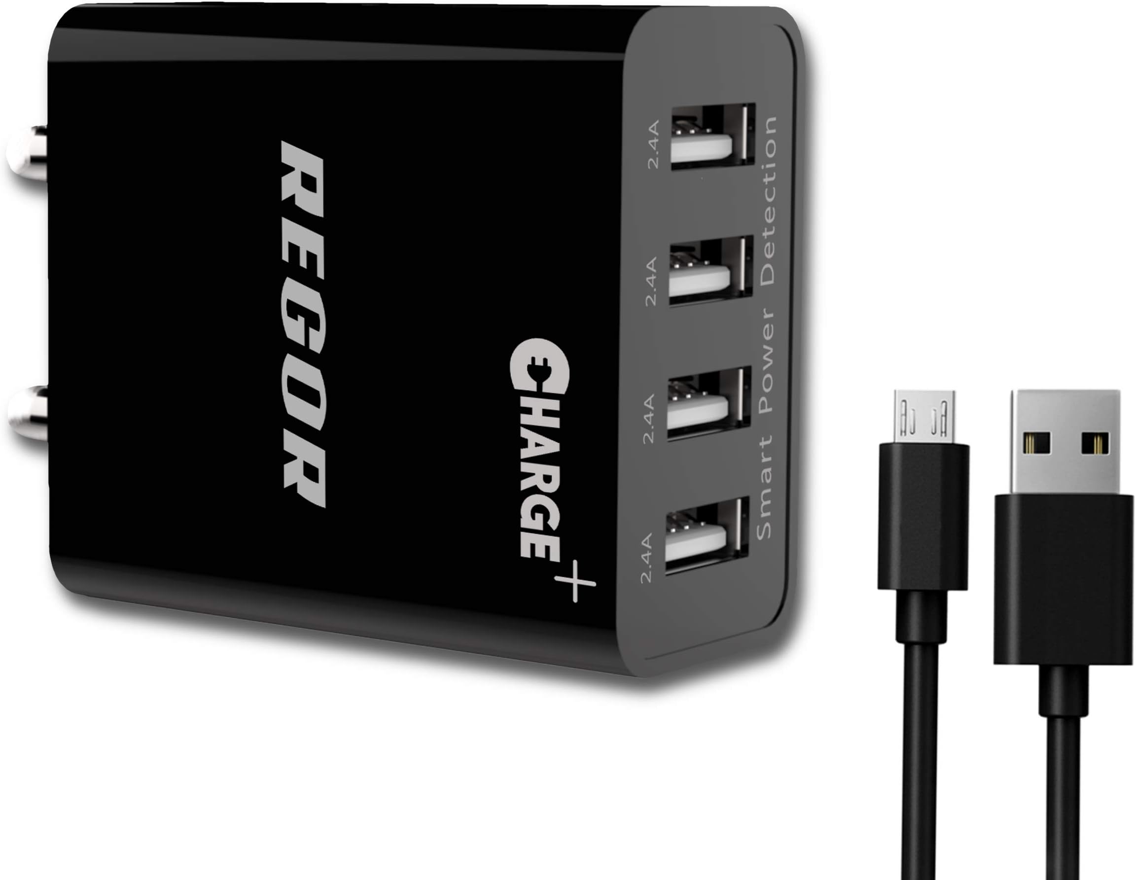 Regor [4 Port] 5 Amp Wall Charger Adapter/BIS Certified/Indian Plug for ...