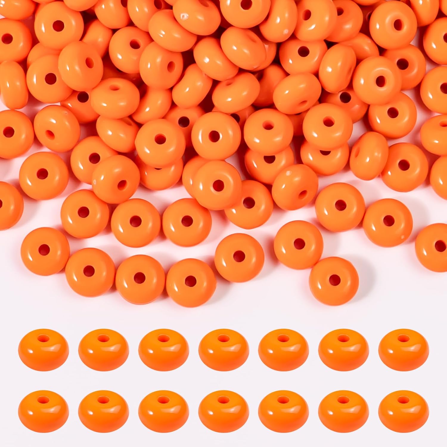 Amazon.com: Niziky 500PCS 8mm Acrylic Lentil Beads, Orange Abacus Beads ...