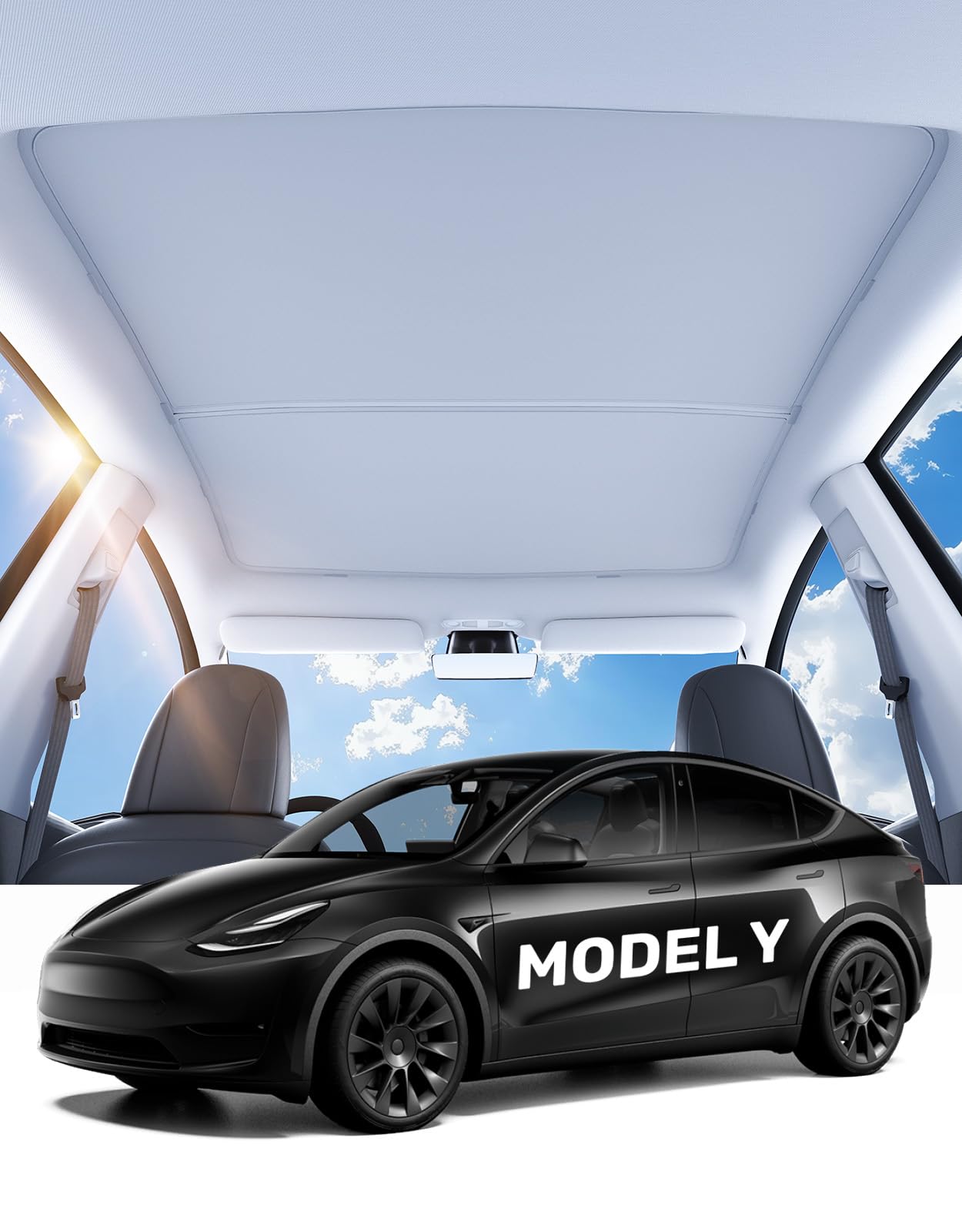 Snapklik.com : Zanch 2024 Upgrade Tesla Model Y Sunshade Roof No-Sag ...