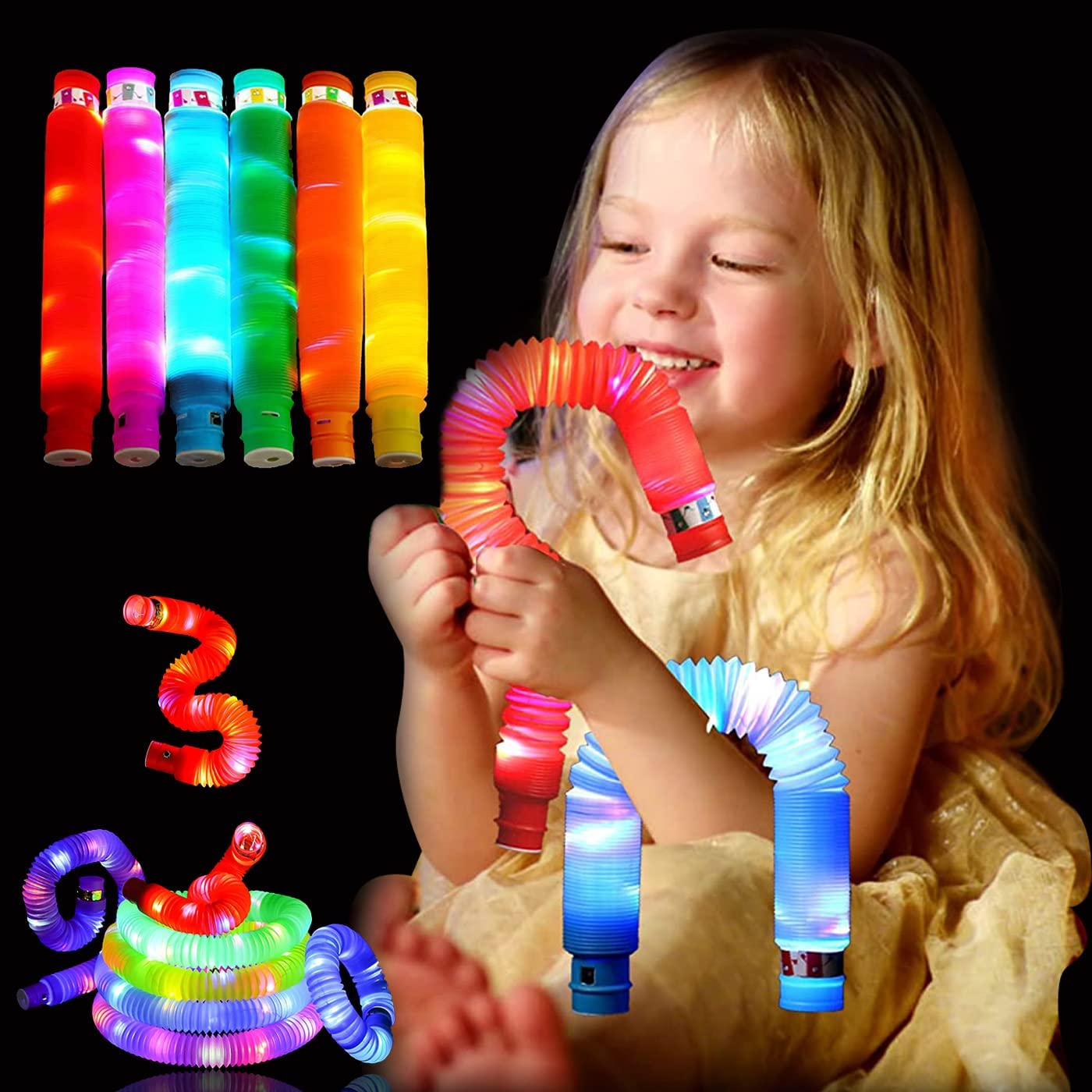 Buy Pelo Flashing Pop Tube Toys, Pipe Sensory Tools for Stress and ...