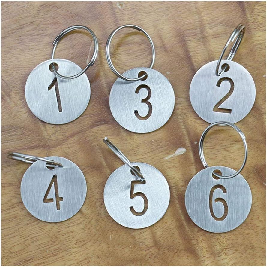 Sourcemall Hollowed Numbered Tags with Key Ring Stainless Steel Circle ...