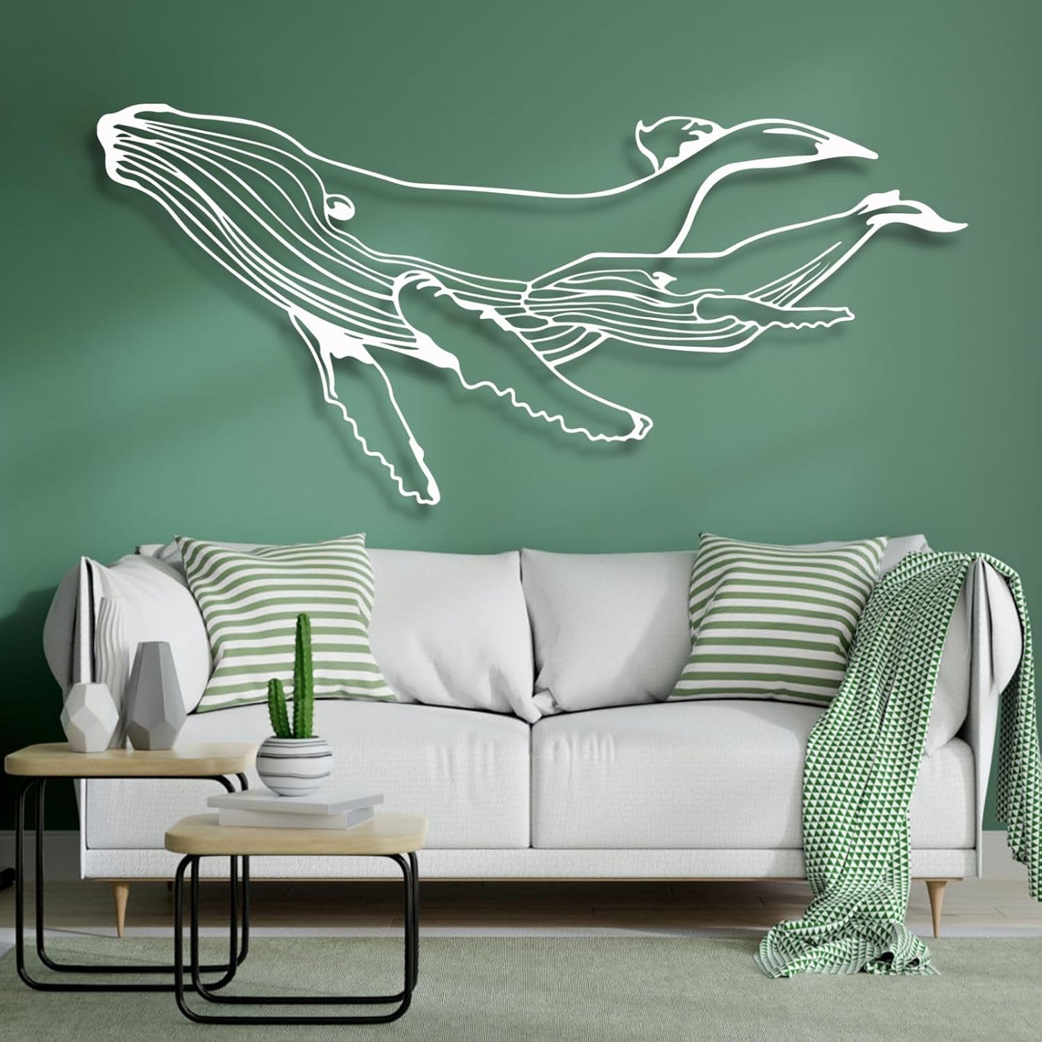Amazon.com: Cadeali Blue Whale Large Metal Wall Art, Ocean Metal Wall ...