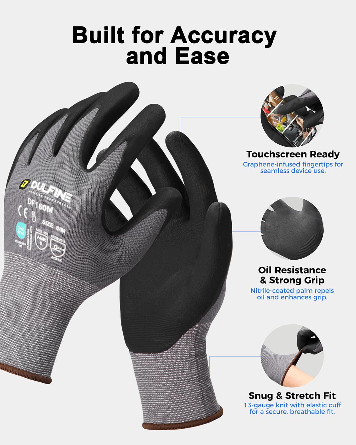 Snapklik.com : DULFINE Safety Work Gloves MicroFoam Nitrile Coated-3 ...
