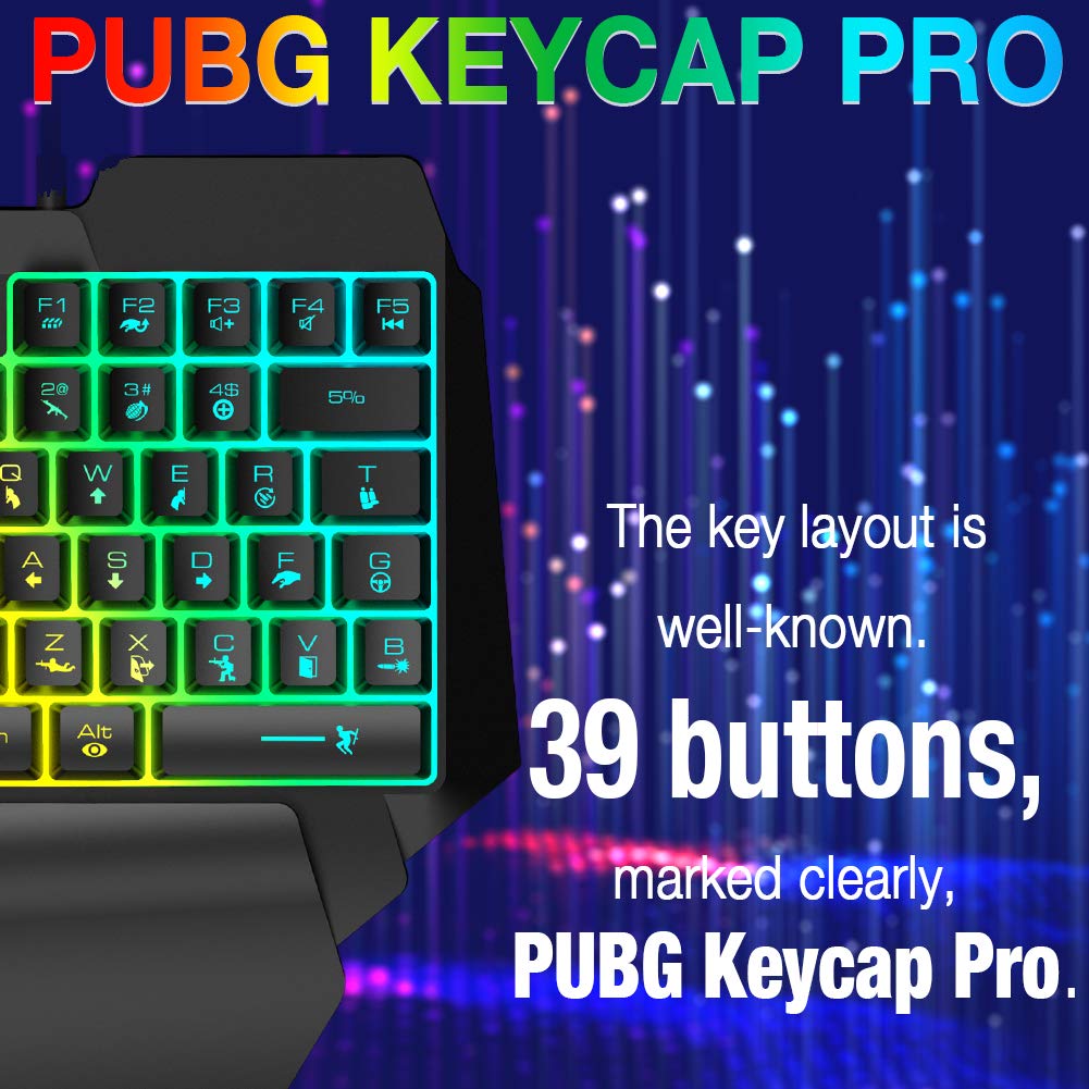 ZIYOU LANG One Hand Gaming Keyboard and Mouse Combo, 39 Keys PUBG ...