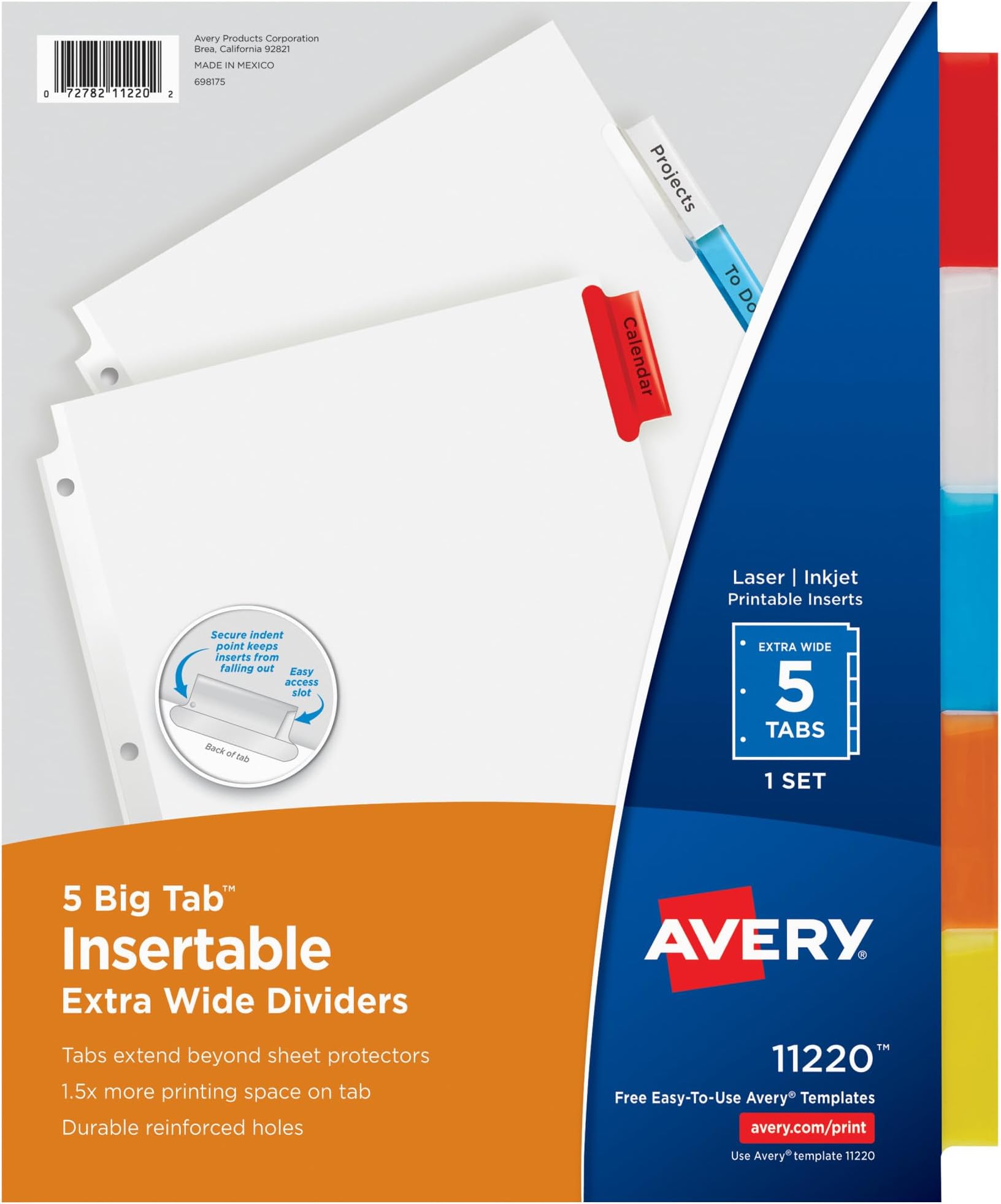 Amazon.com : Avery Insertable Tab Index Dividers (AVE11220) : Binder ...