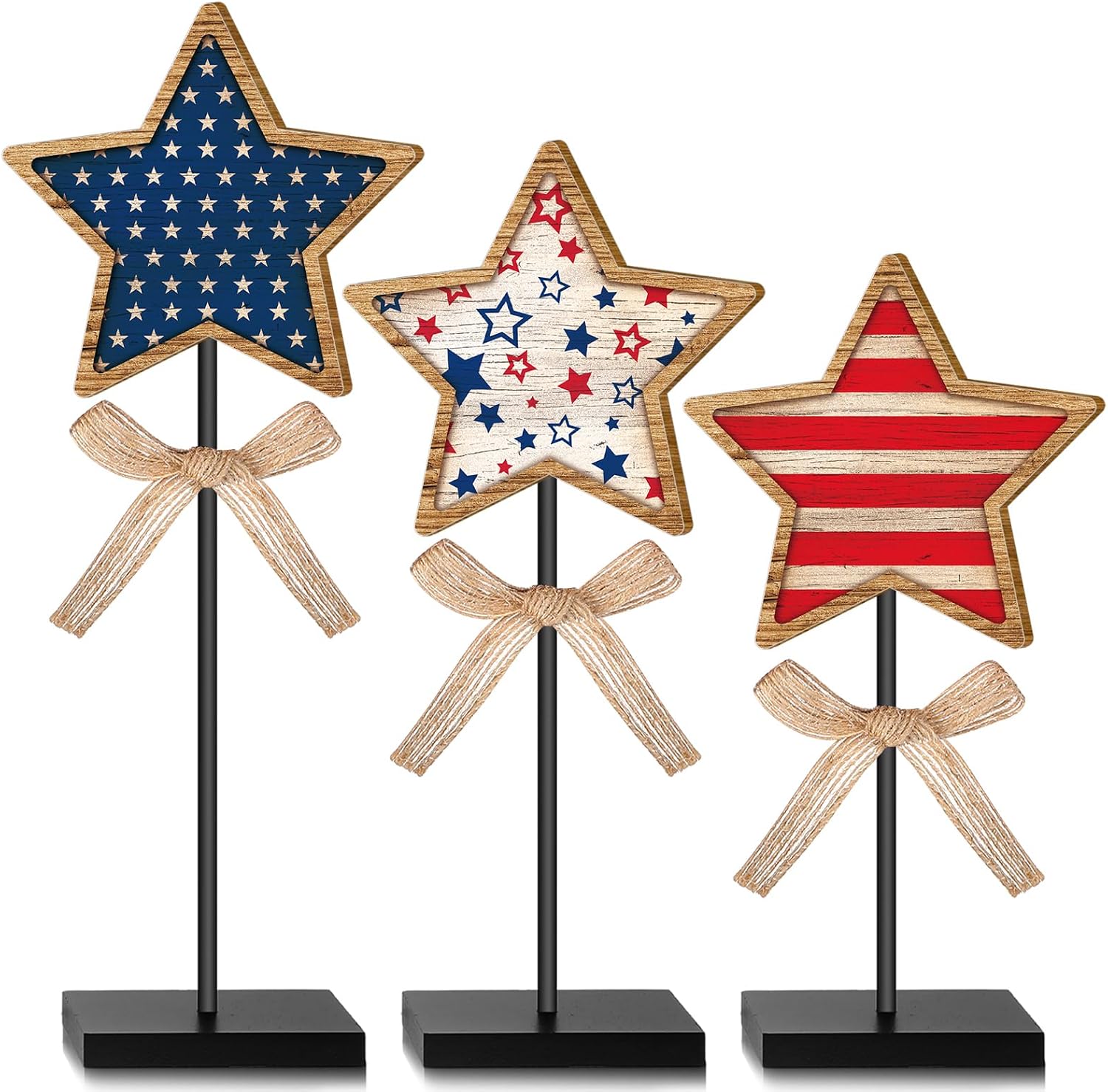 Amazon.com: Sonwyoung 3 Pcs 4th of July Stars Decoration Patriotic ...