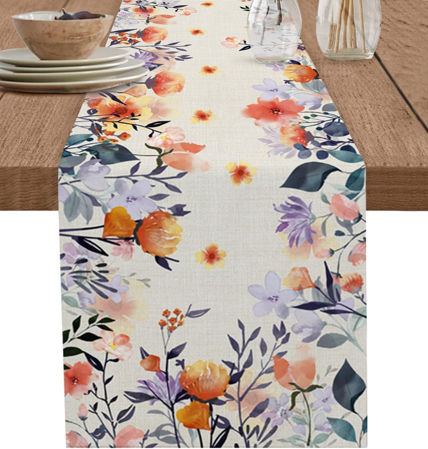 Amazon.com: Dining Table Runner 36 inches Long, Fall Orange Flowers and ...