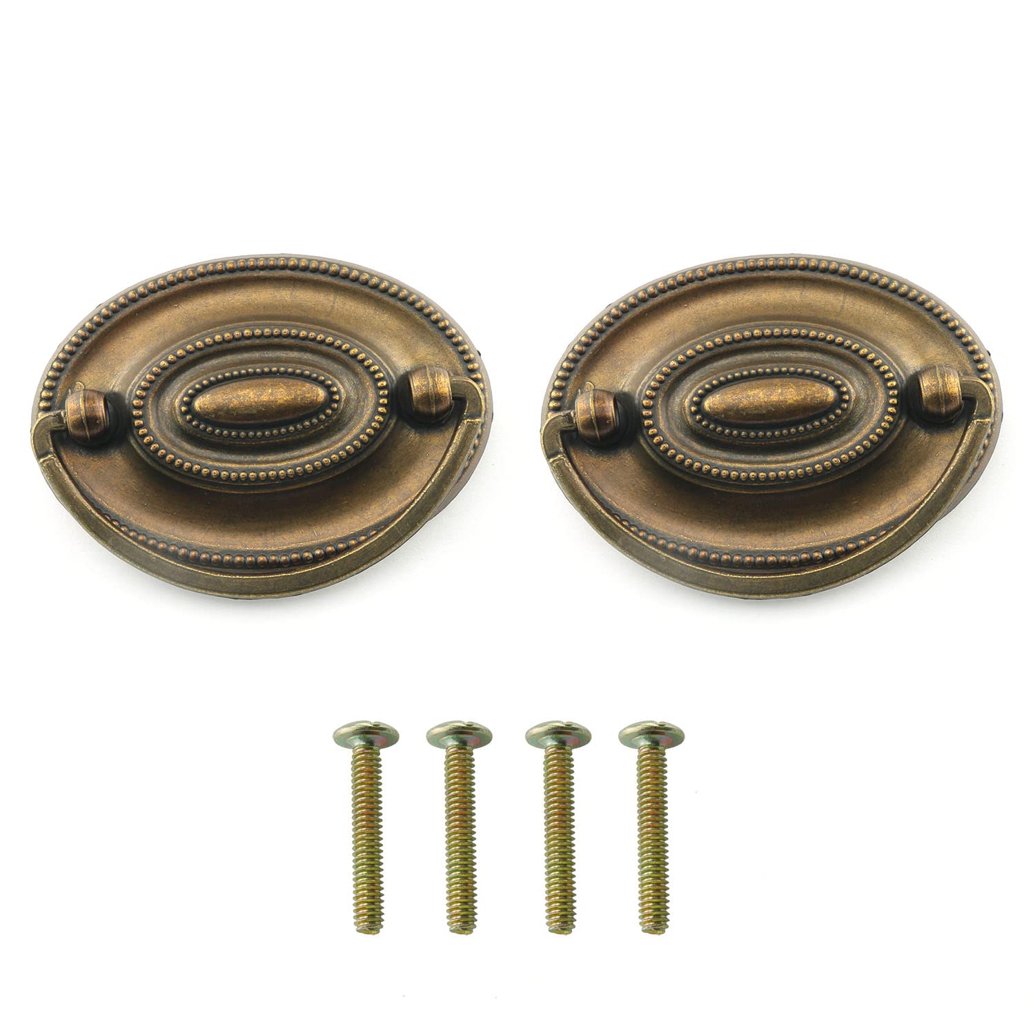 HJGarden 2PCS Antique Cabinet Ring Handle, Retro Distressed Drawer Pull ...