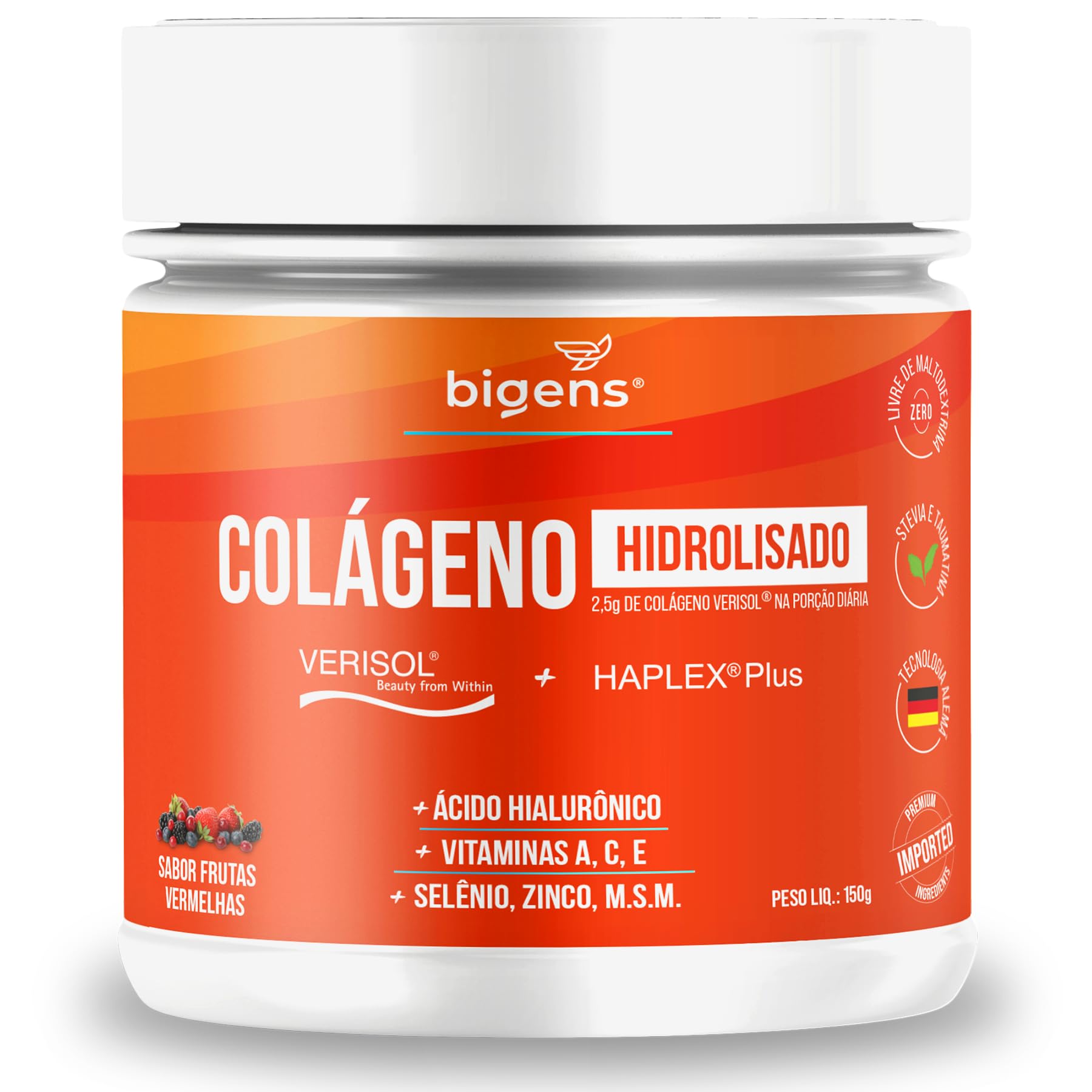 Colágeno Hidrolisado Verisol + Haplex Plus com Ácido Hialurônico e Vitaminas A, C, E, Selênio ...