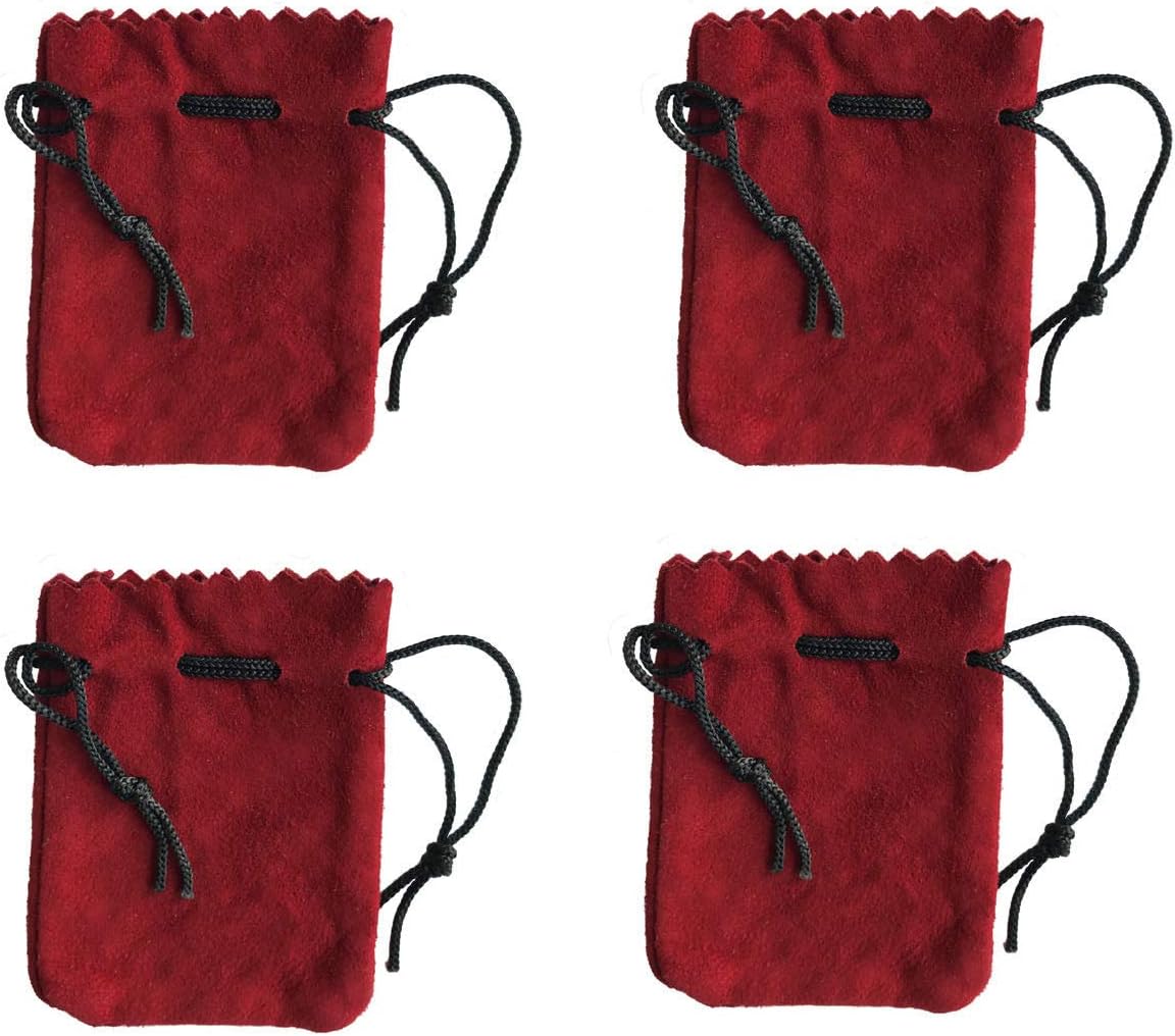 Amazon.com: 3" Genuine Suede Leather Drawstring Pouch Bag, Pack of 4 ...
