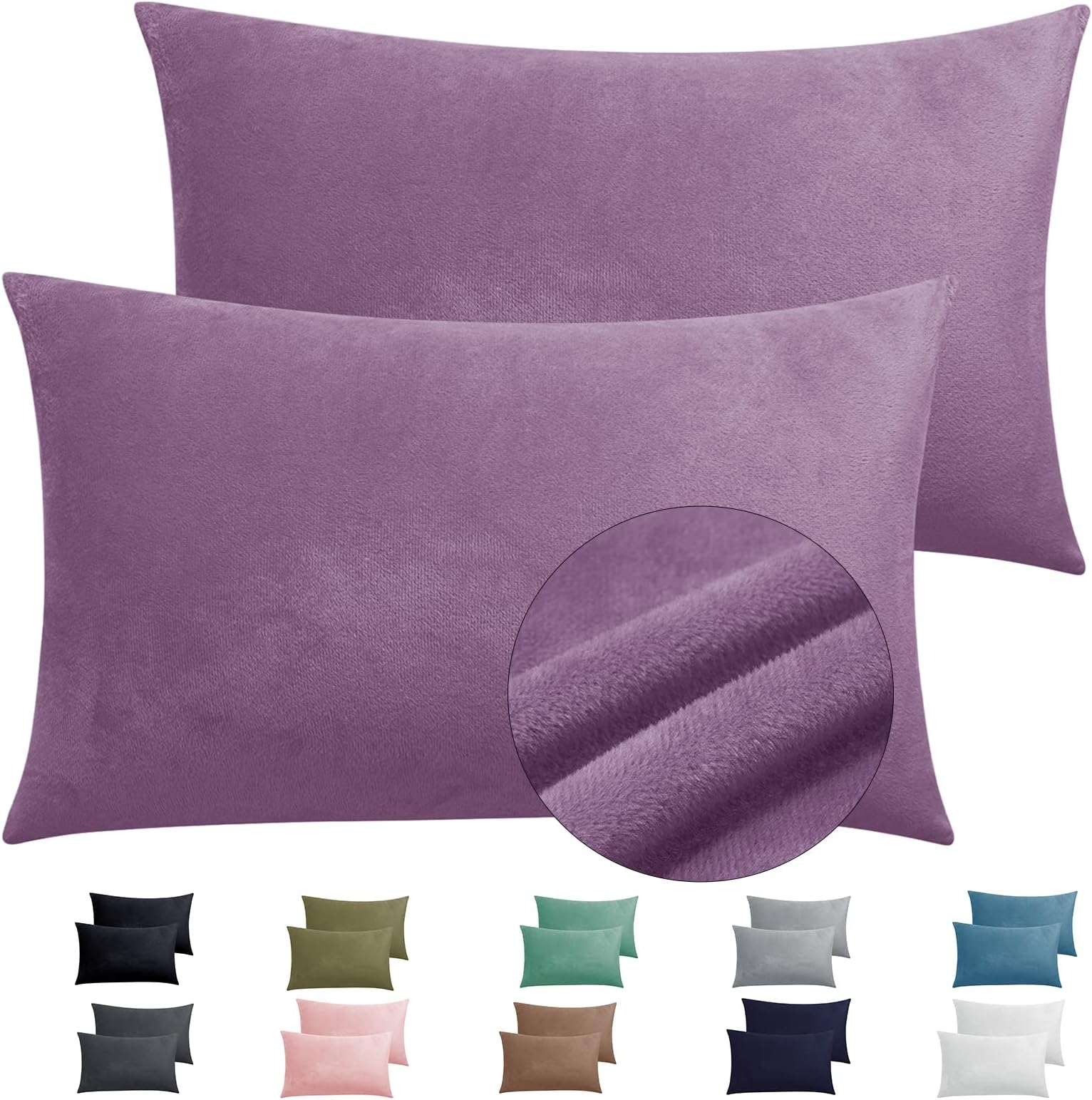 Amazon.com: BEDELITE Flannel Pillow Cases Queen Size Set of 2, Super ...
