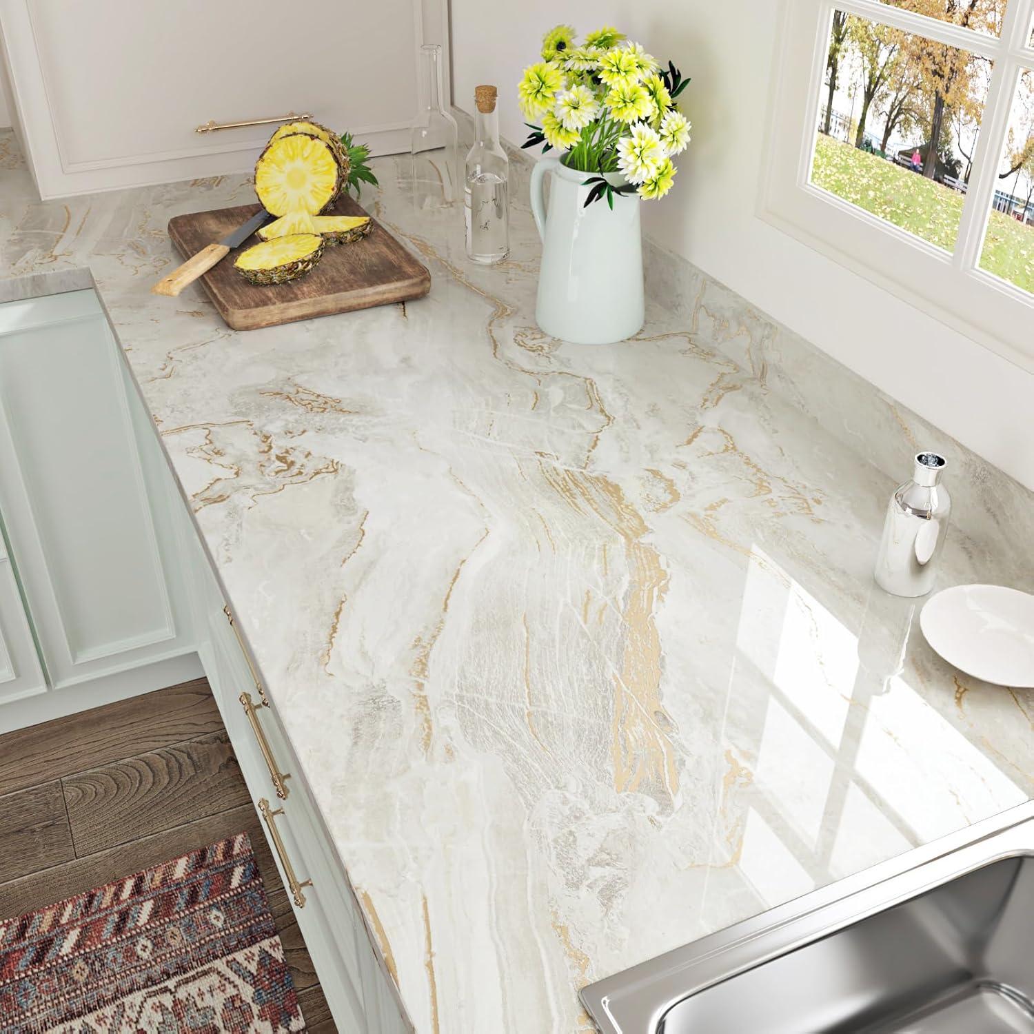 STICKEEP Beige Gold Marble Contact Paper for Countertops Marble Peel ...