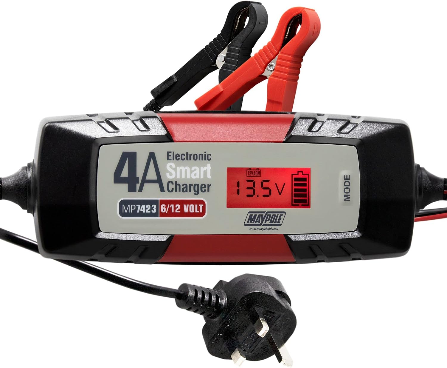 4A 6-12V AUTOMATIC ELECTRONIC MAINTENANCE SMART BATTERY CHARGER MAYPOLE ...