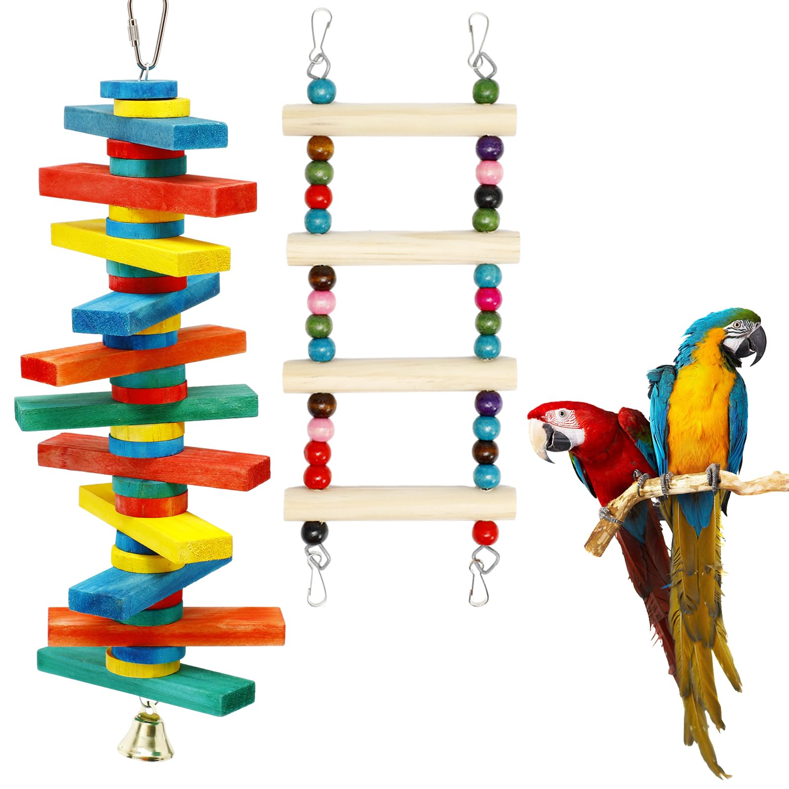 2Pcs Bird Toys Bird Climbing Ladder Bird Chewing Sticks Toys or Conures ...