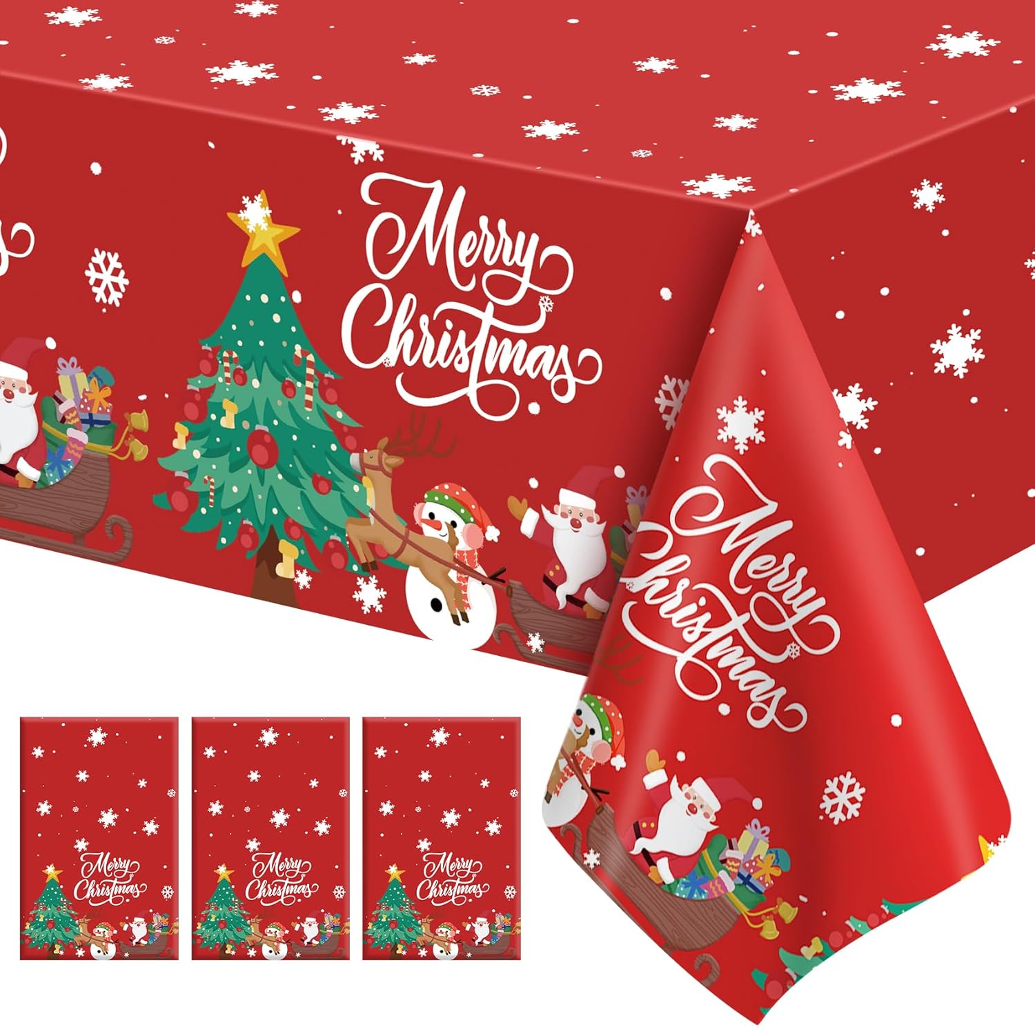 Amazon.com: Christmas Tablecloth, Christmas Plastic Tablecloth, 3PCS ...