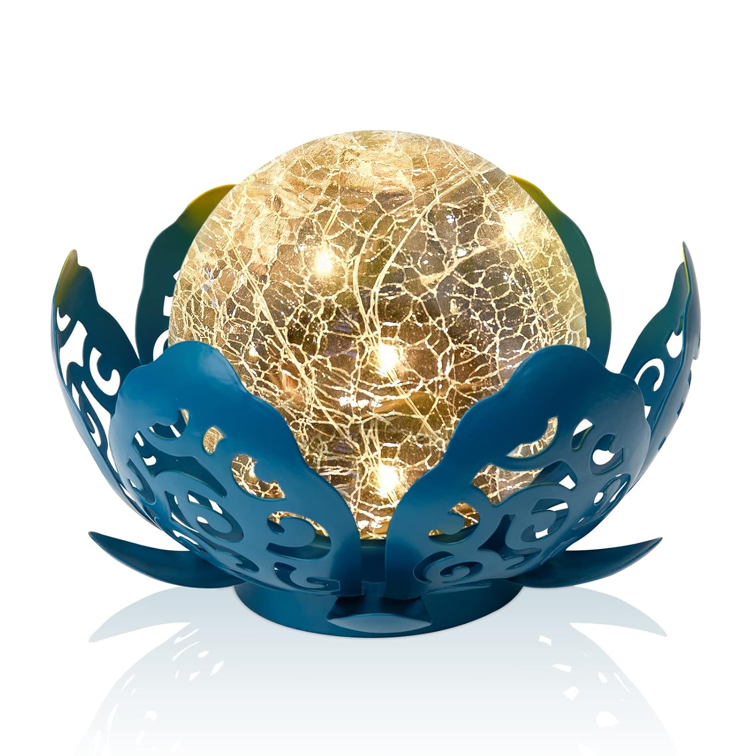 Garden Solar Lights Outdoor Lotus Solar Lamp Waterproof Metal Crackle ...