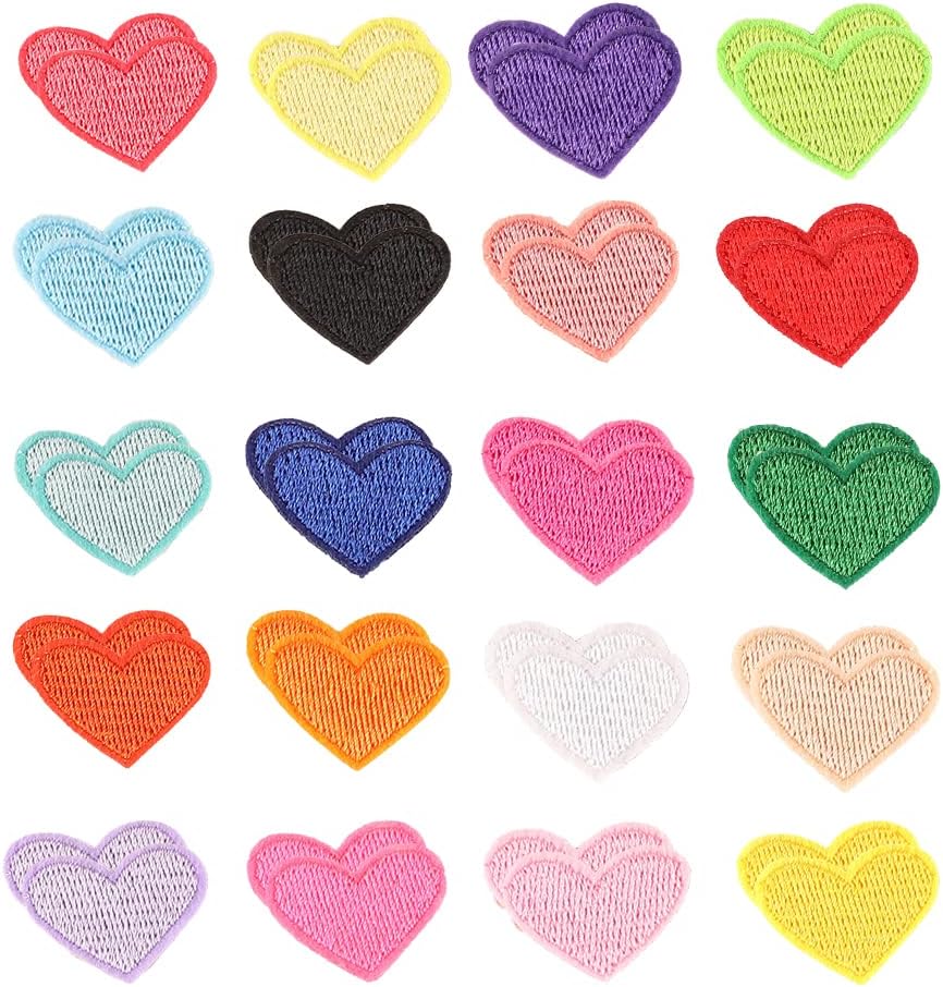 Amazon.com: 36 Pcs Heart Embroidered Iron on Patches for Clothing Jeans ...